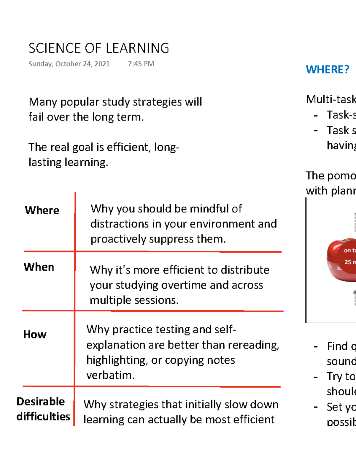 Science OF Learning module notes - 1X03 - McMaster - Studocu