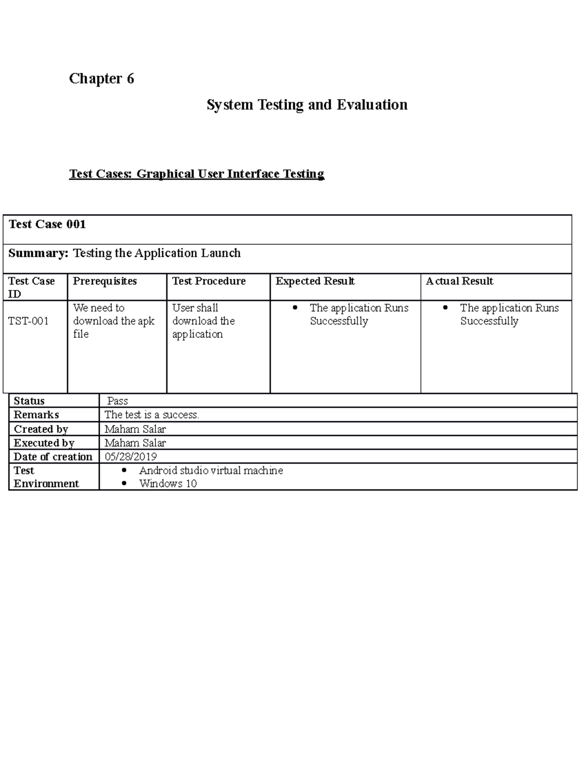CH 6 - test cases - Chapter 6 System Testing and Evaluation Test Cases ...