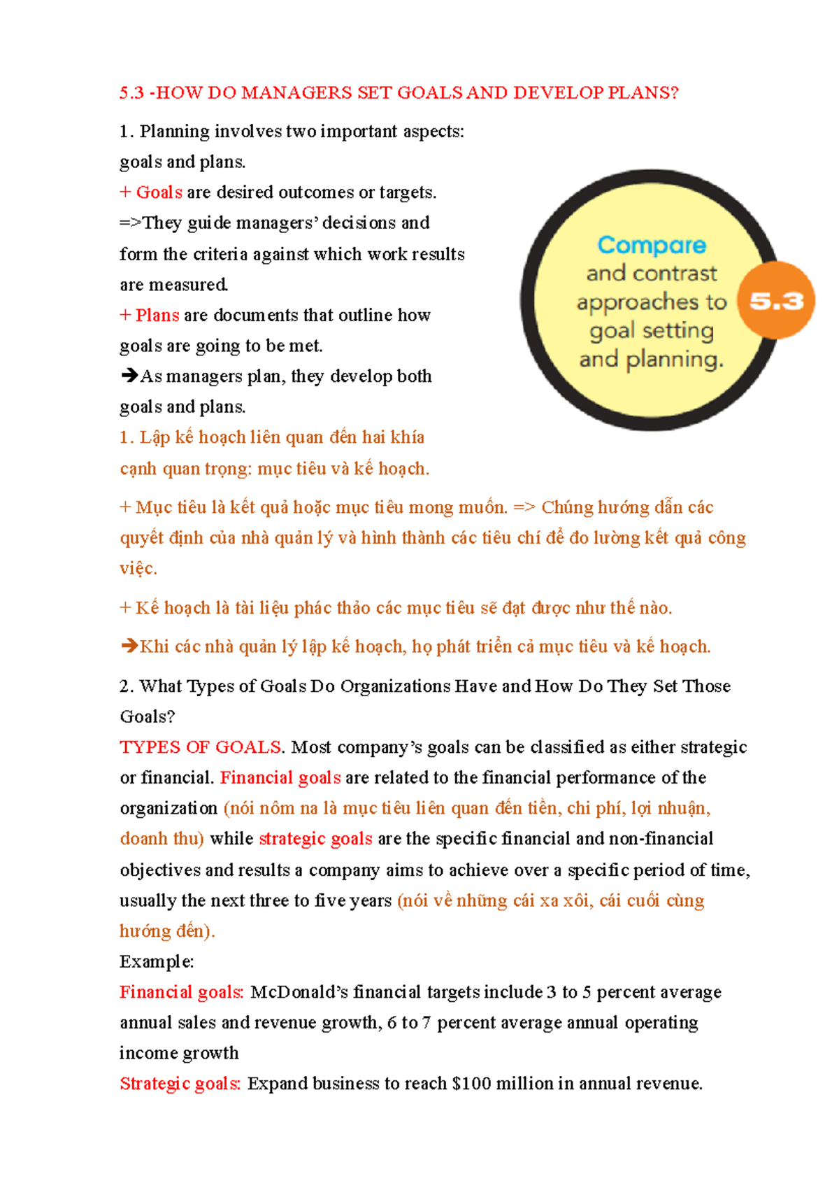 Chapter 5 present 5.3 management - 5 -HOW DO MANAGERS SET GOALS AND ...