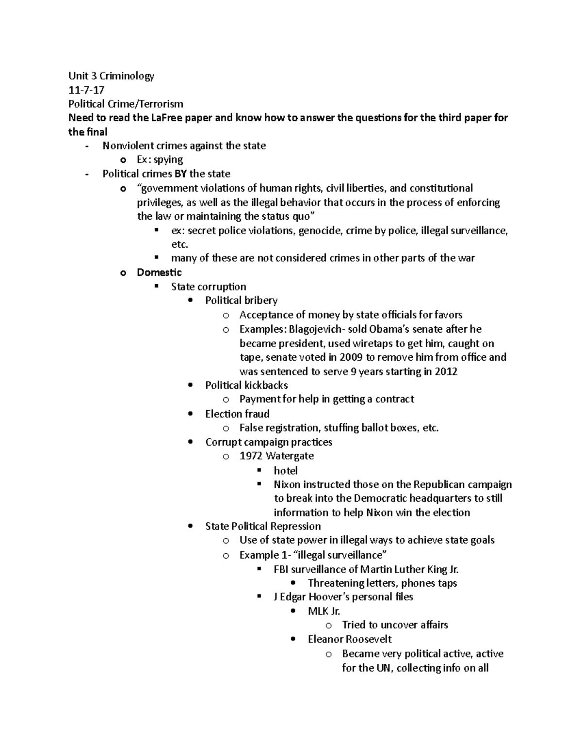 Unit 3 Criminology - Lecture notes Unit 3 - Unit 3 Criminology 11-7 ...