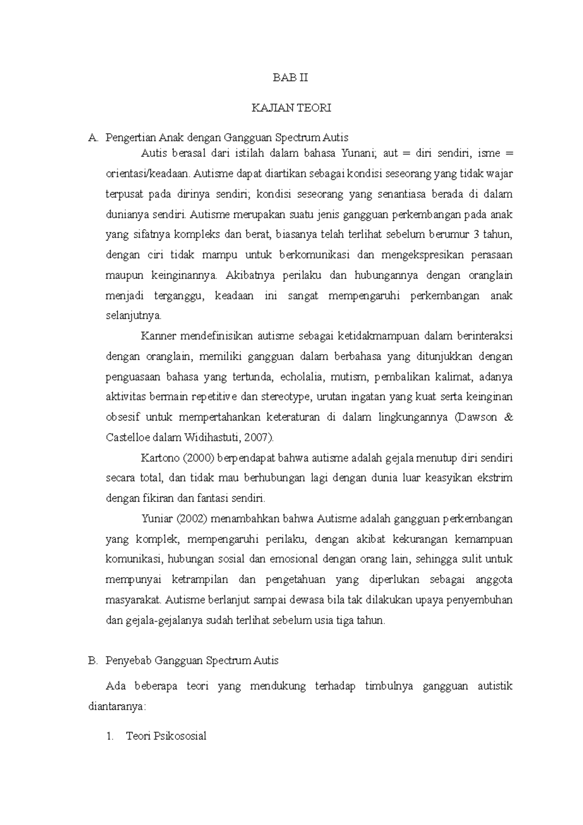 Konsep dasar anak dengan spektrum autis - BAB II KAJIAN TEORI A. Pengertian Anak dengan Gangguan ...