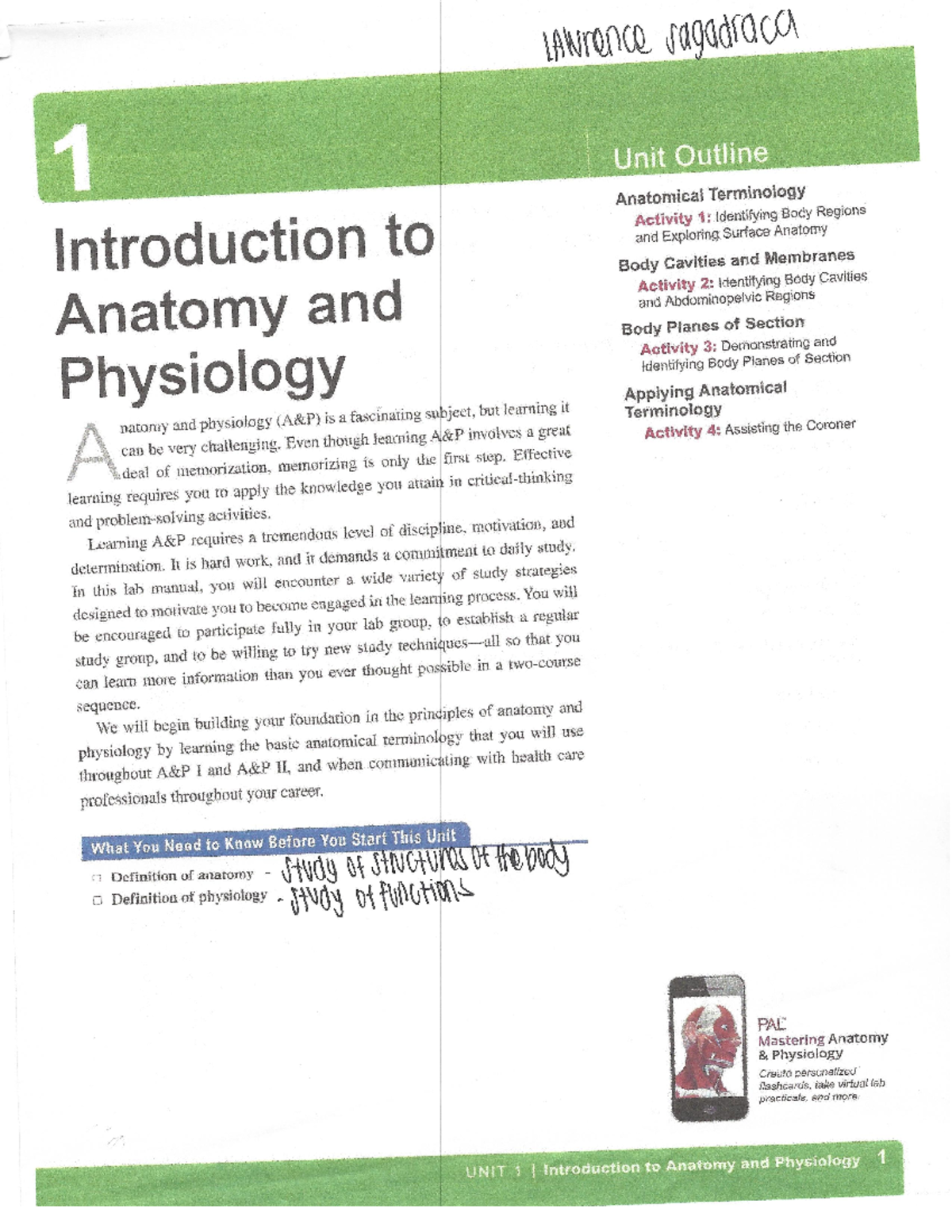 Lab 1 anatomy and physiology - 223 - Studocu