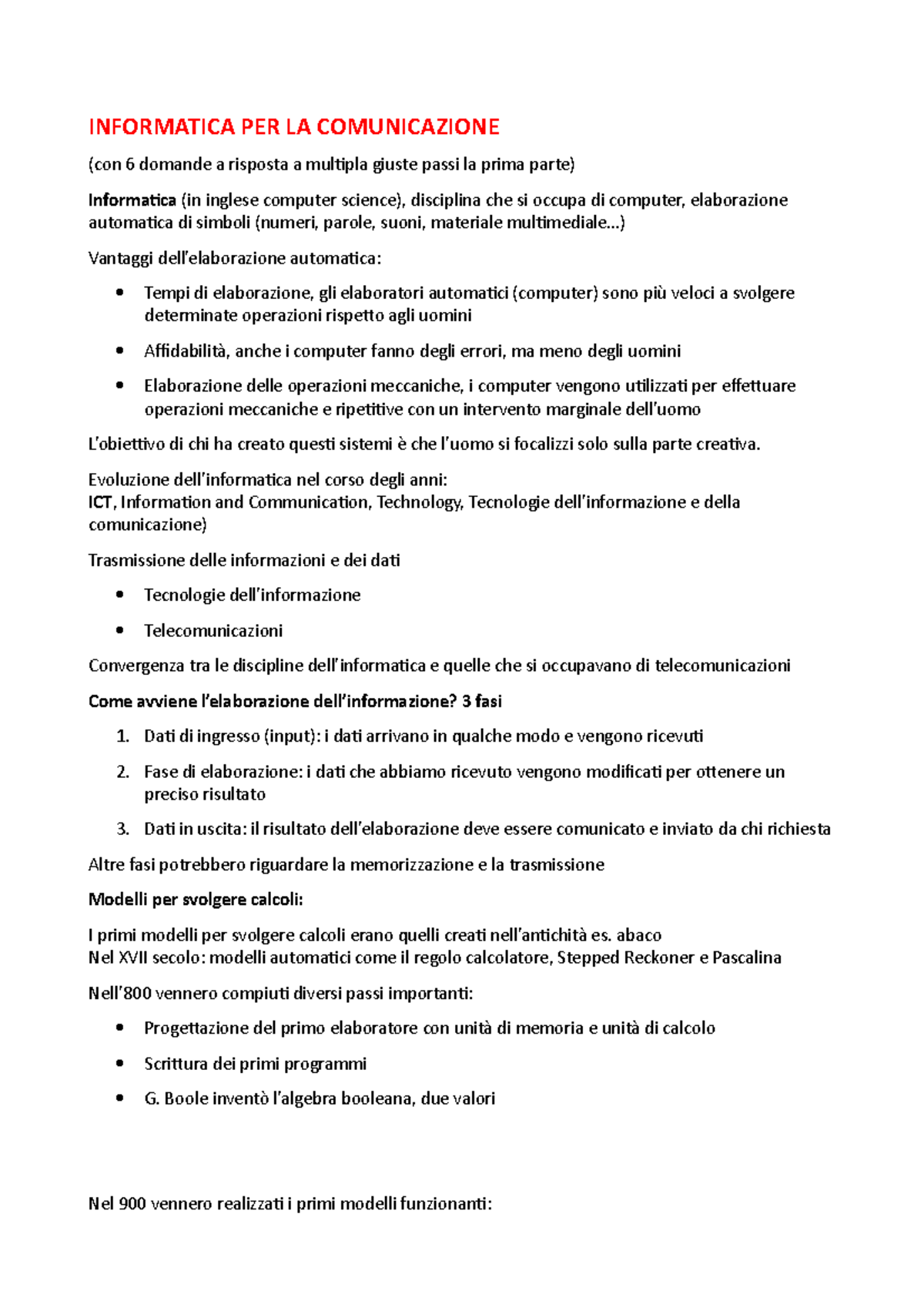 Informatica per la Comunicazione - INFORMATICA PER LA COMUNICAZIONE ...