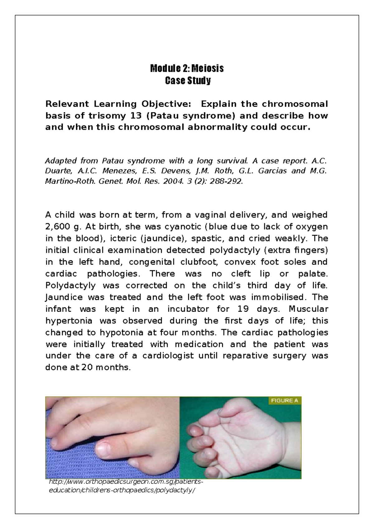 Mod 2 case study(1)-1 - case study - Module 2: Meiosis Case Study ...