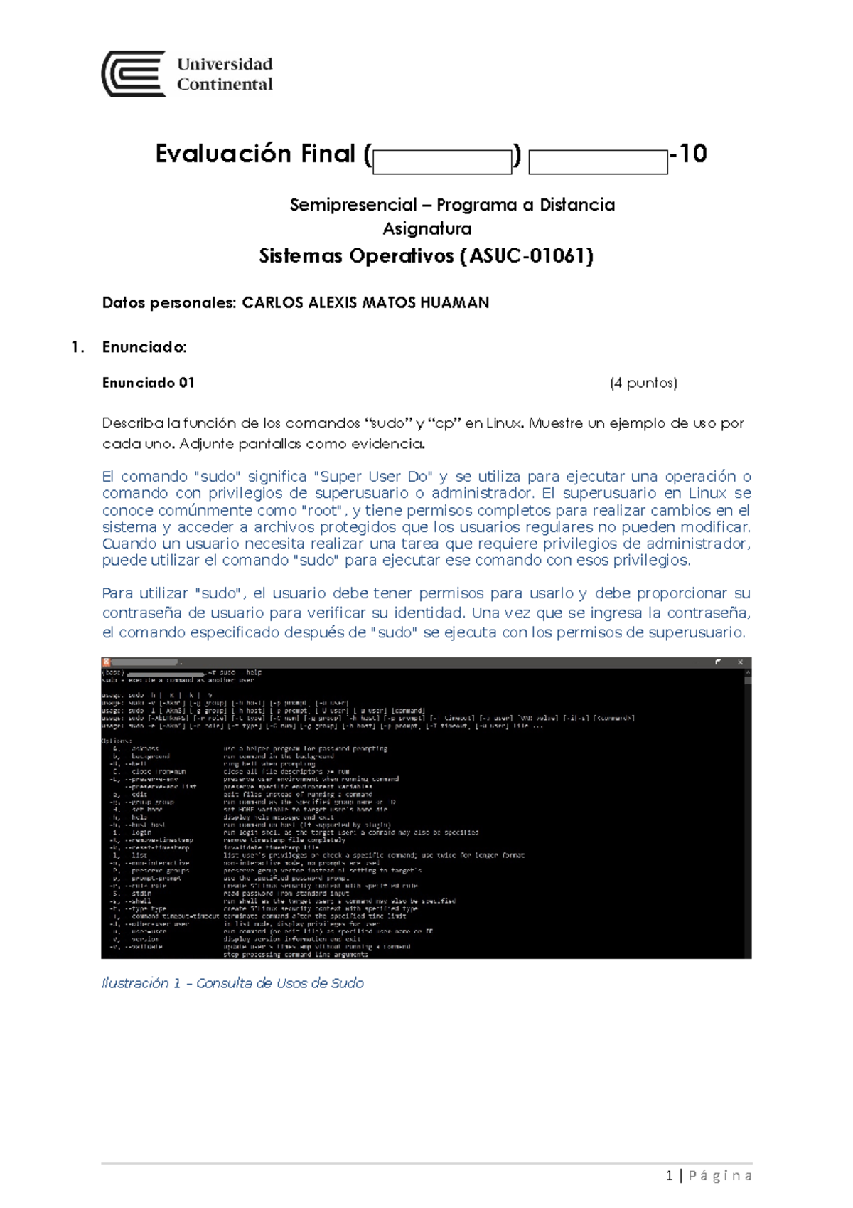 Evaluación Final Sistemas Operativos 2023-10B - Evaluación Final ( ) - 10 Semipresencial ...