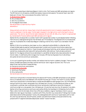 Cardiac Study Questions - A nurse is assessing an electrocardiogram ...