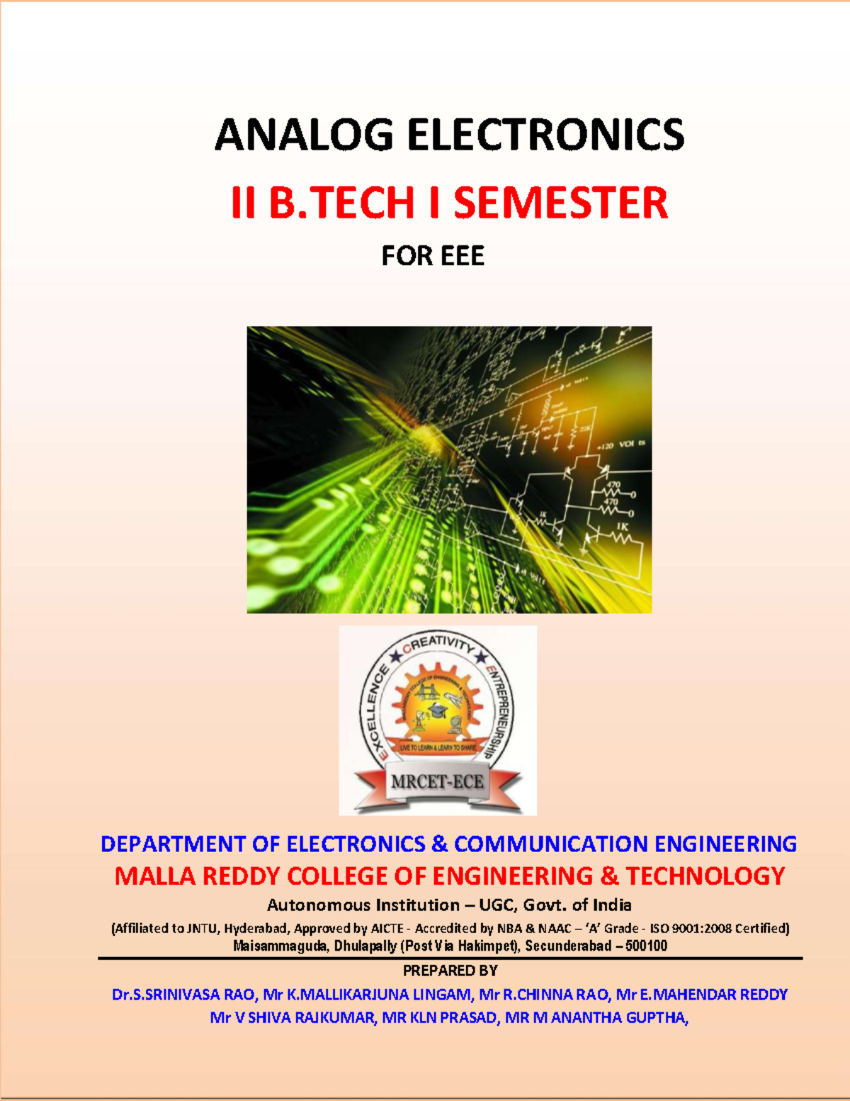 AE Digital Notes ANALOG ELECTRONICS II B I SEMESTER FOR EEE
