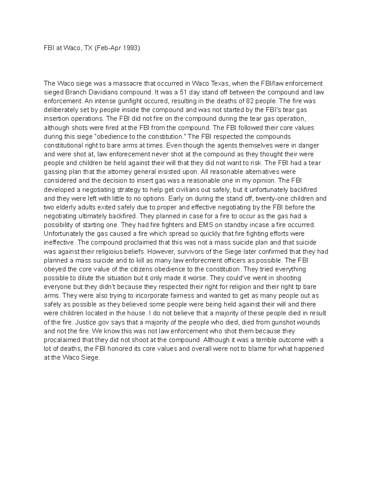 FBI at Waco, TX (Feb-Apr 1993) - FBI at Waco, TX (Feb-Apr 1993) The ...