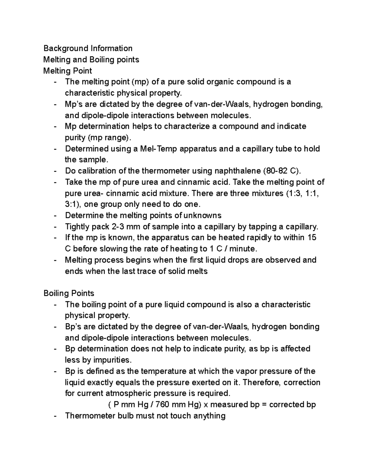 Lab 1 - Lab 1 - Background Information Melting and Boiling points ...