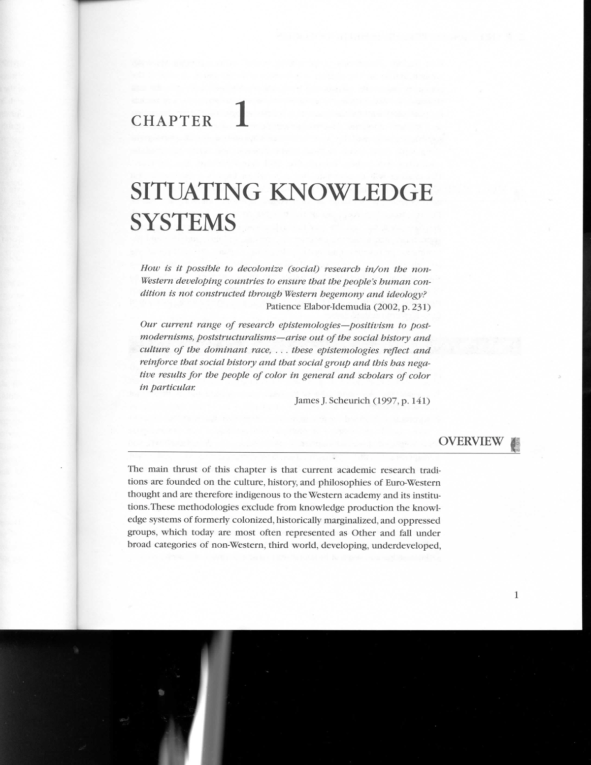 Situating knowledeg Chilisa - CHAPTER 1 SITUATING KNOWLEDGE SYSTEMS How ...
