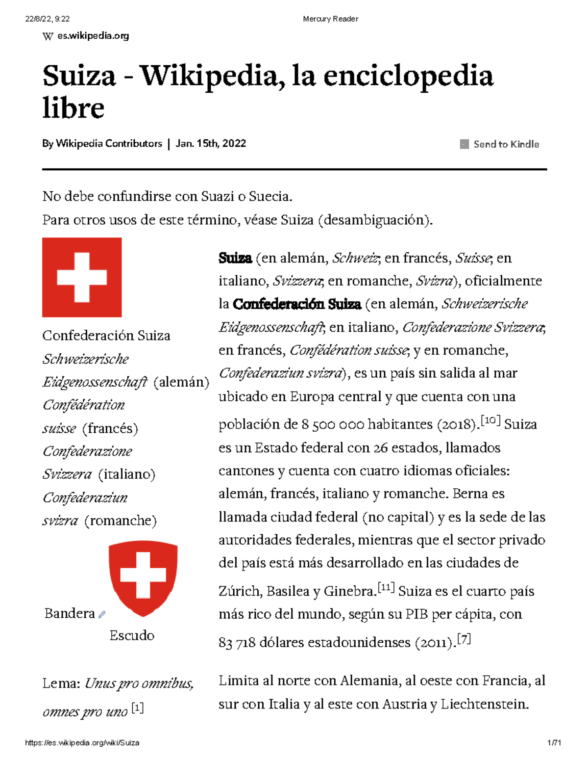 Suiza - Wikipedia, la enciclopedia libre - Confederación Suiza ...