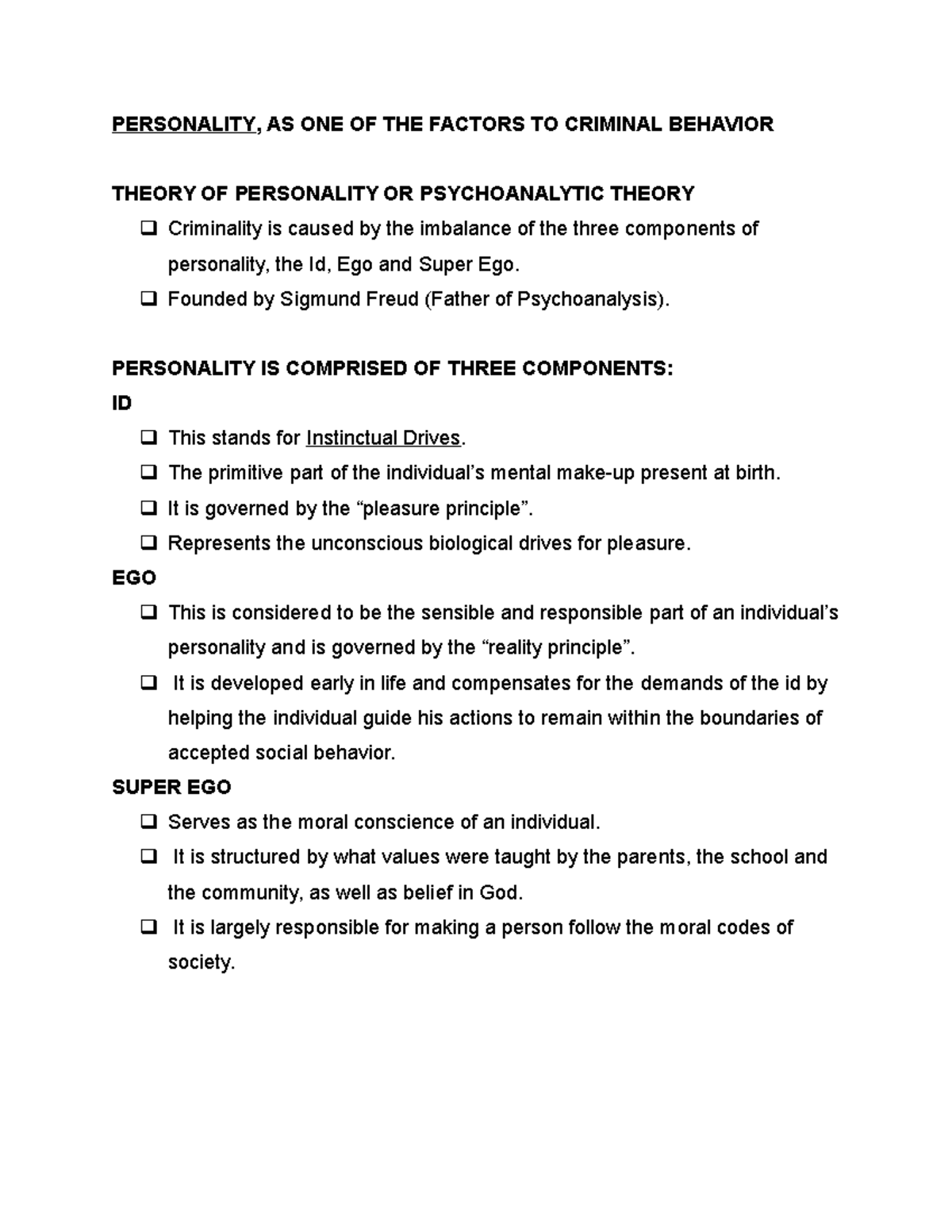 Personality AS ONE OF THE Factors TO Criminal Behavior - PERSONALITY ...