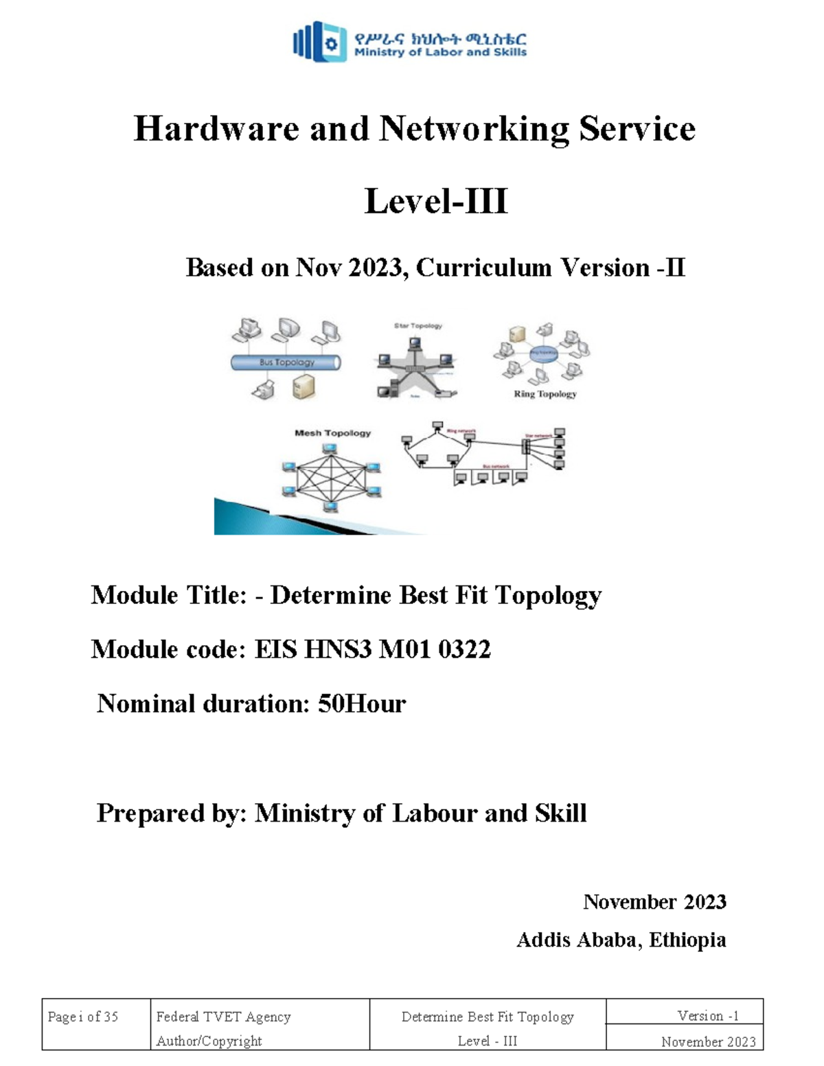 M01 - Determine Best Fit Topology - Hardware and Networking Service Level-III Based on Nov 2023 ...