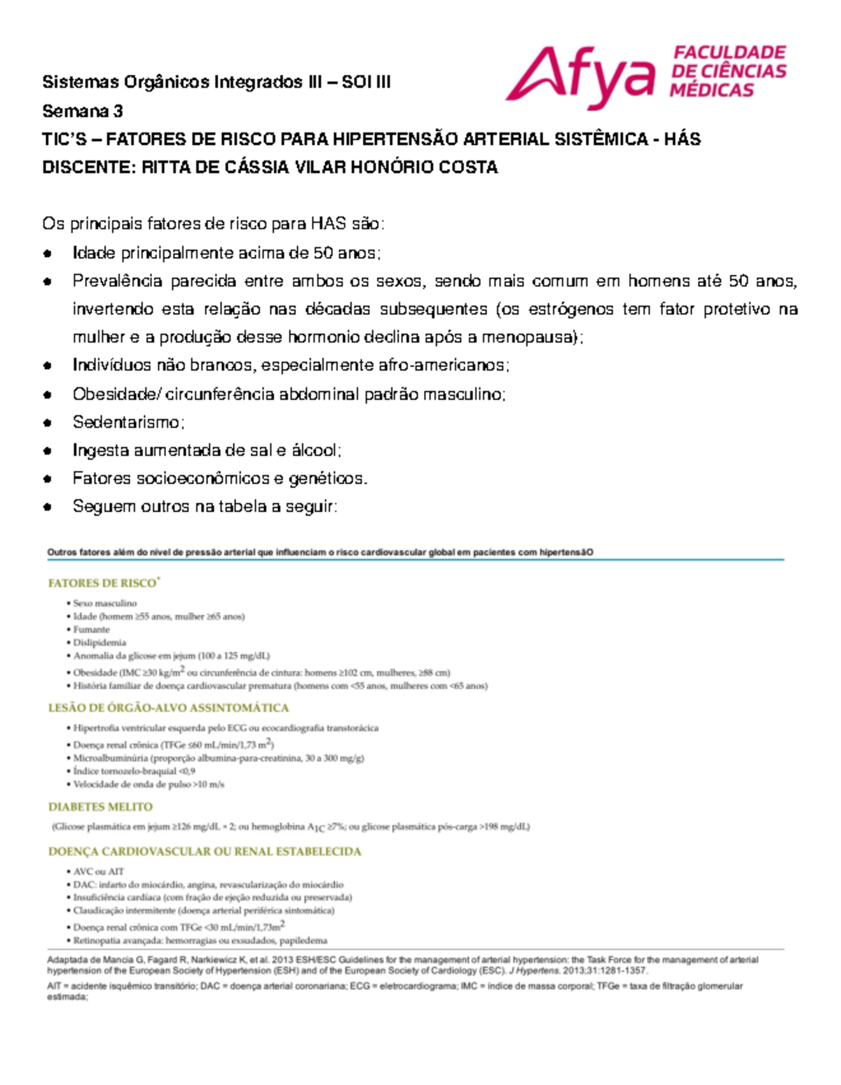 Tics semana 3 - fatores de risco HAS - Sistemas Orgânicos Integrados ...