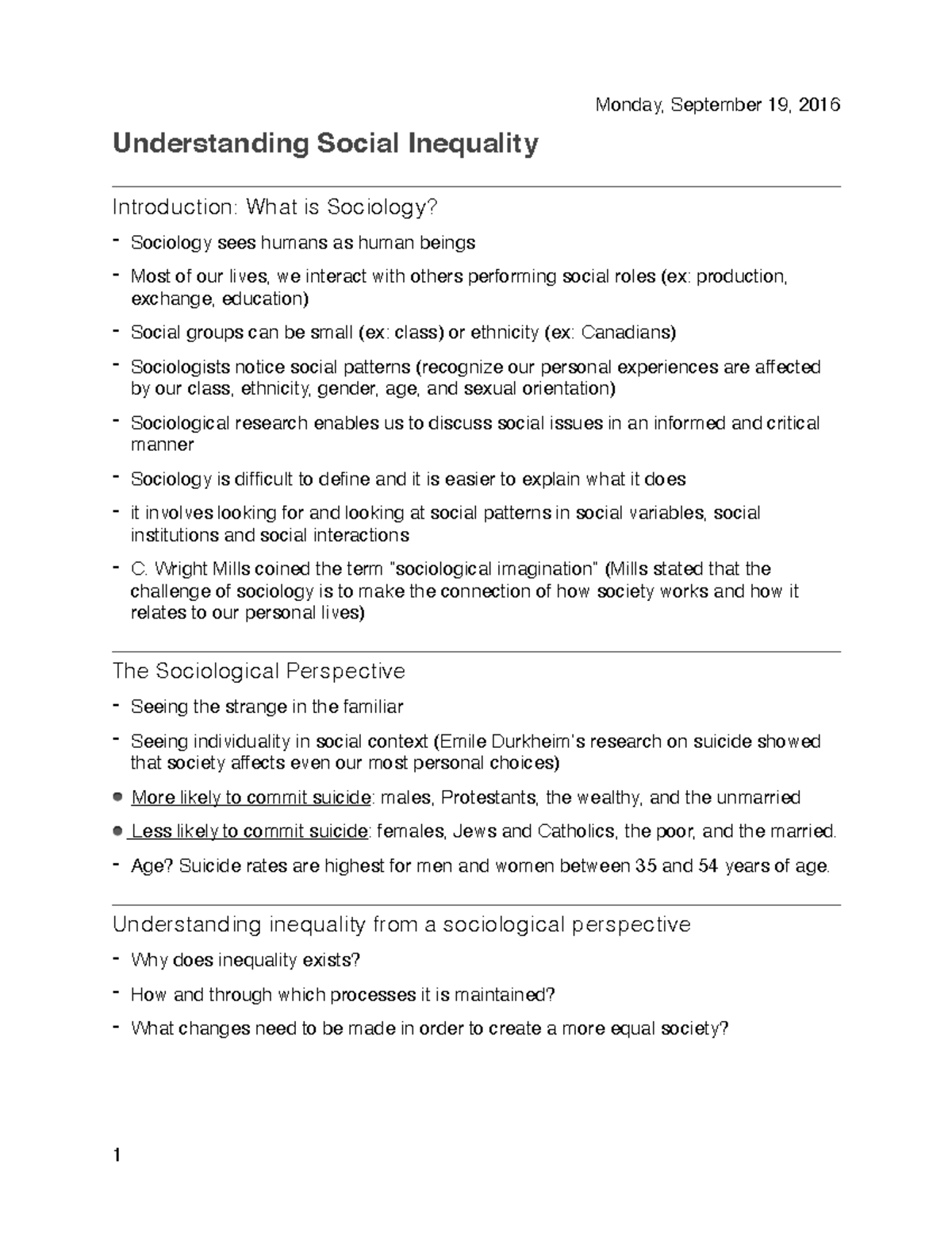 Soc 203 Lecture 3 - Teacher: Terry - Understanding Social Inequality ...