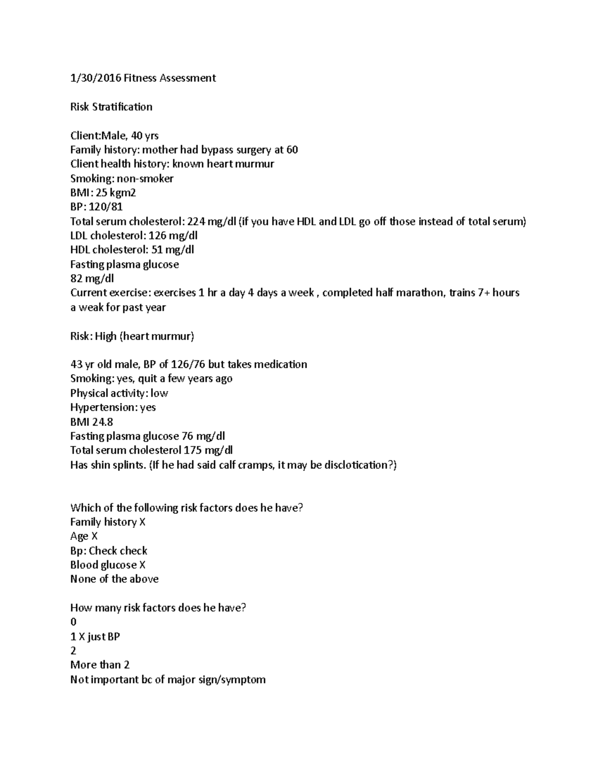 1:30:16 Risk stratification and heart stuff - 1/30/2016 Fitness ...