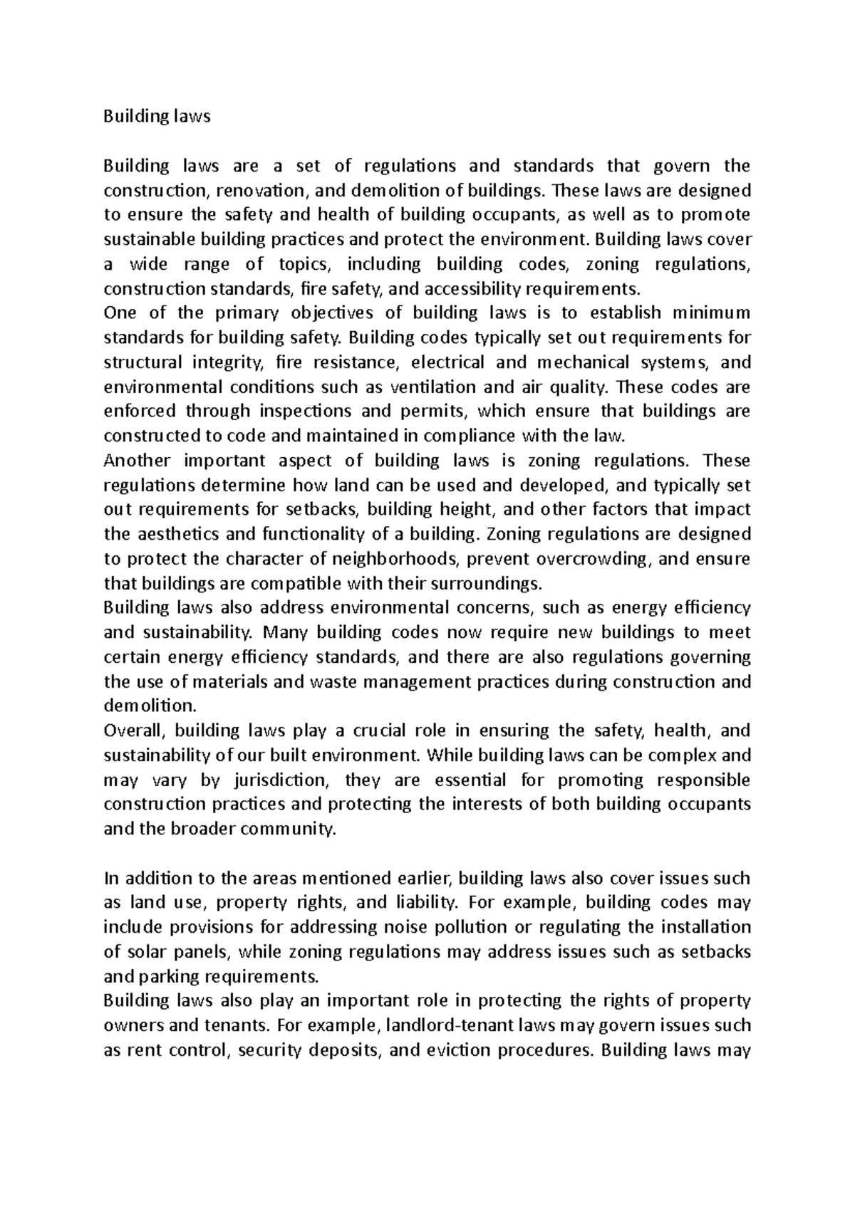 Building laws - Building laws Building laws are a set of regulations ...