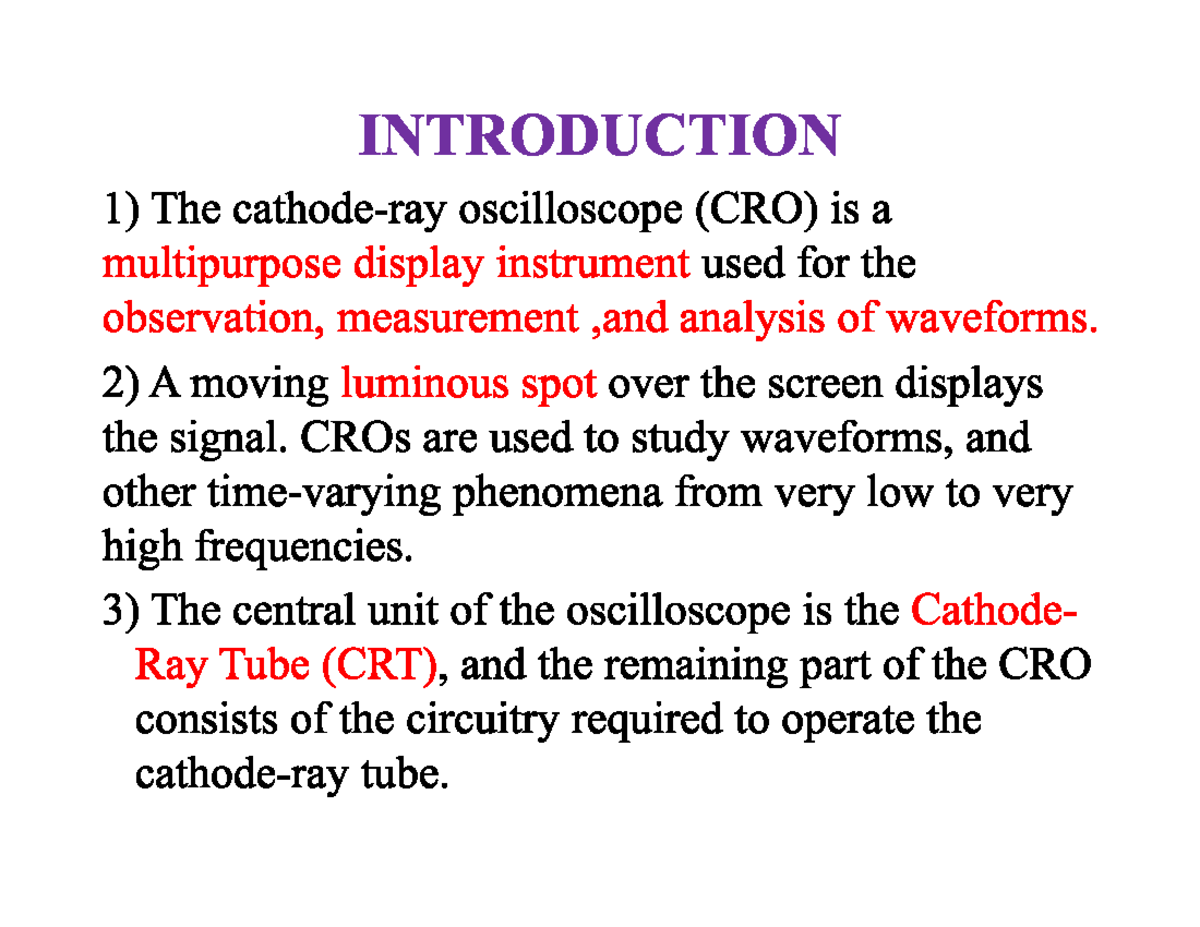 CRO Basics - all are randomly uploaded - Basic Instrumentation - Studocu