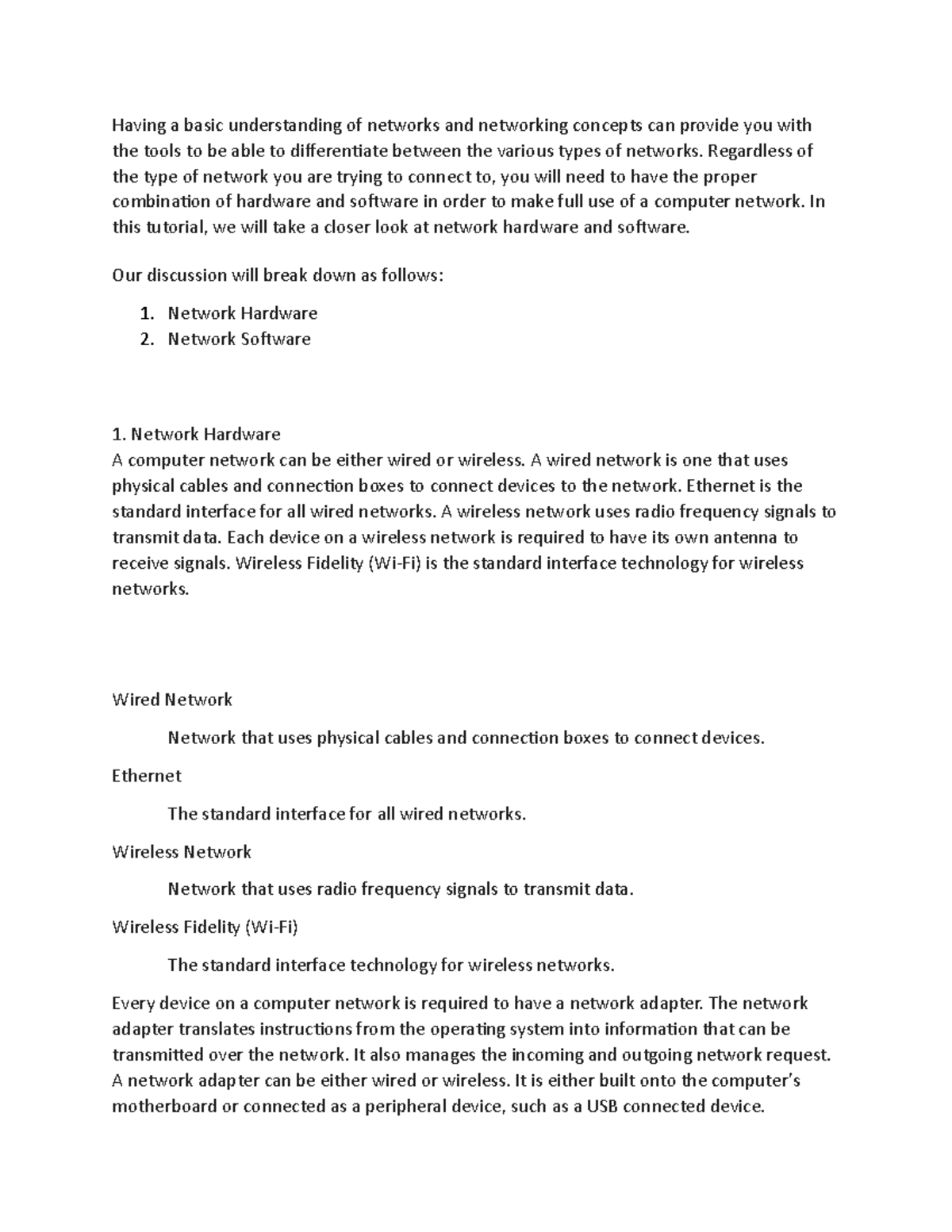 It6 - coursework - Having a basic understanding of networks and ...