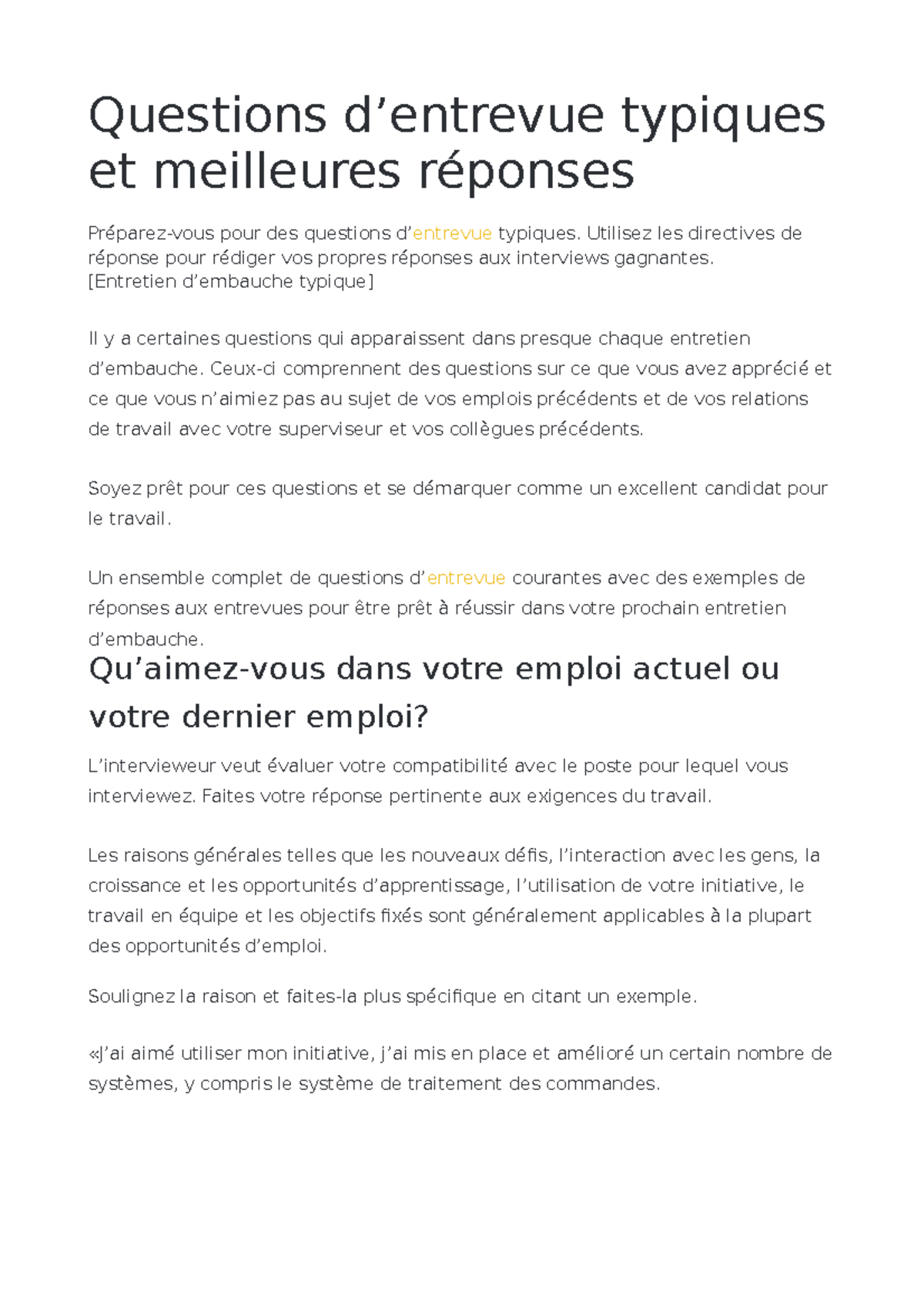 Question Comptable exercice a corrigeé pour - Questions d’entrevue typiques et meilleures ...