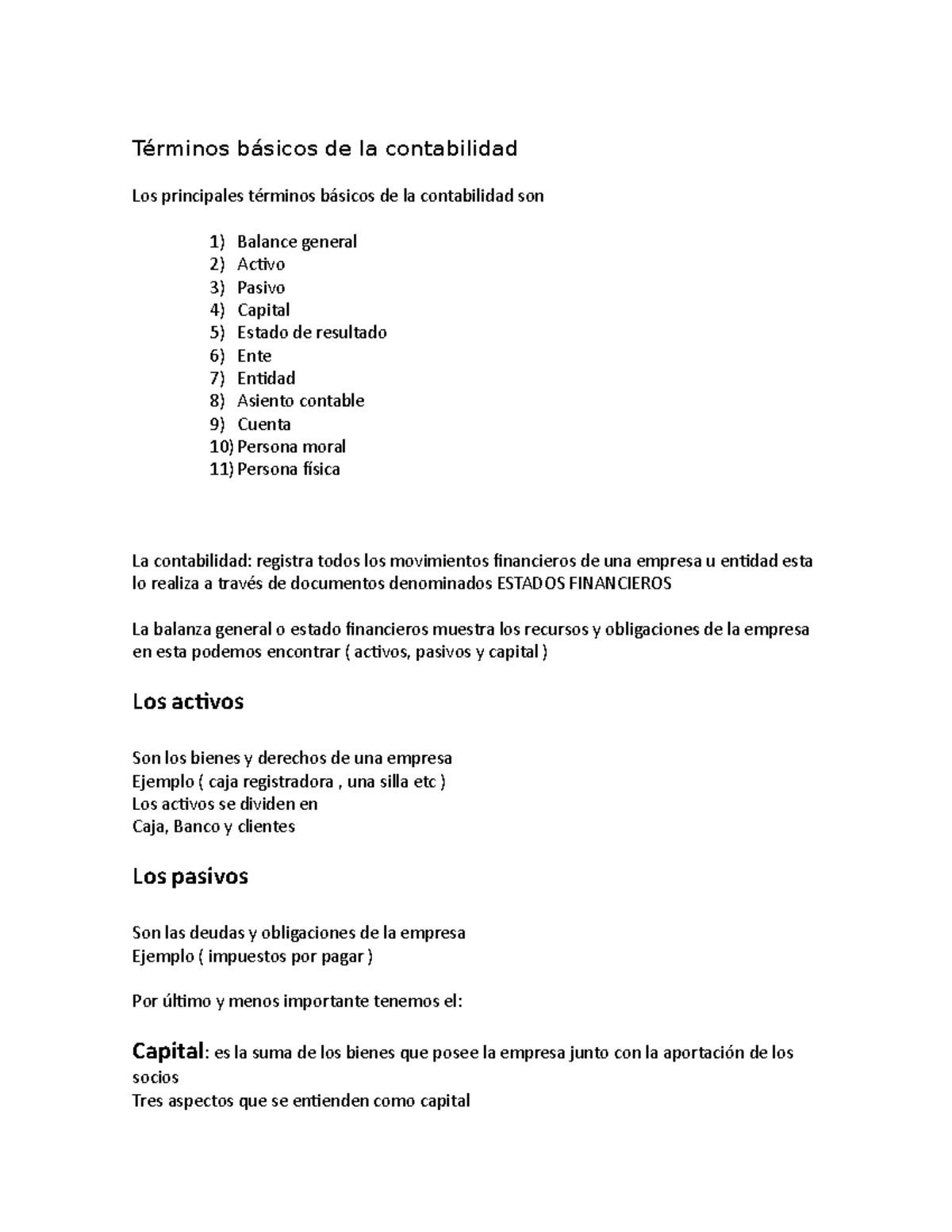 Términos básicos de la contabilidad - Términos básicos de la ...