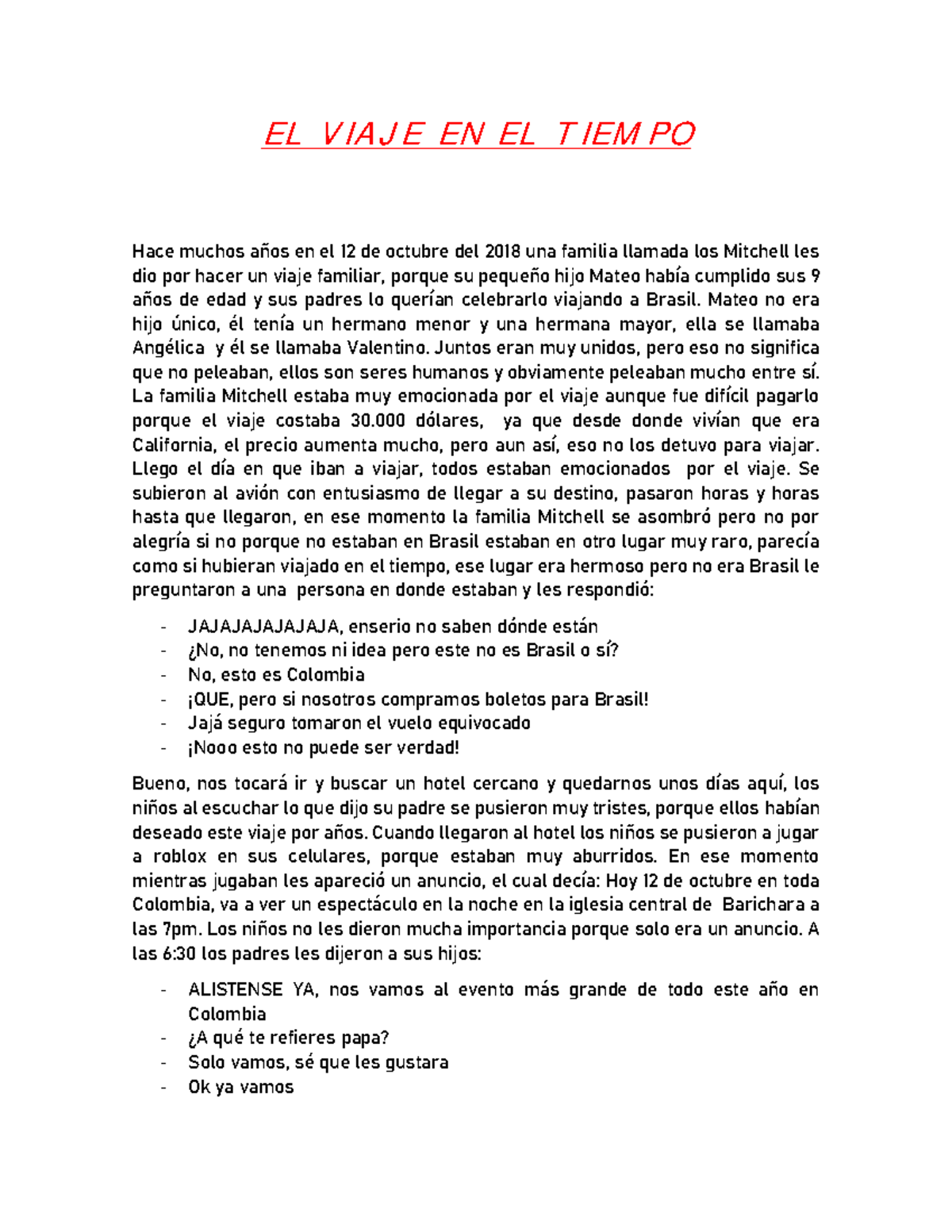 EL Viaje EN EL Tiempo cuento fantastico 18 de abril - EL VIAJE EN EL ...