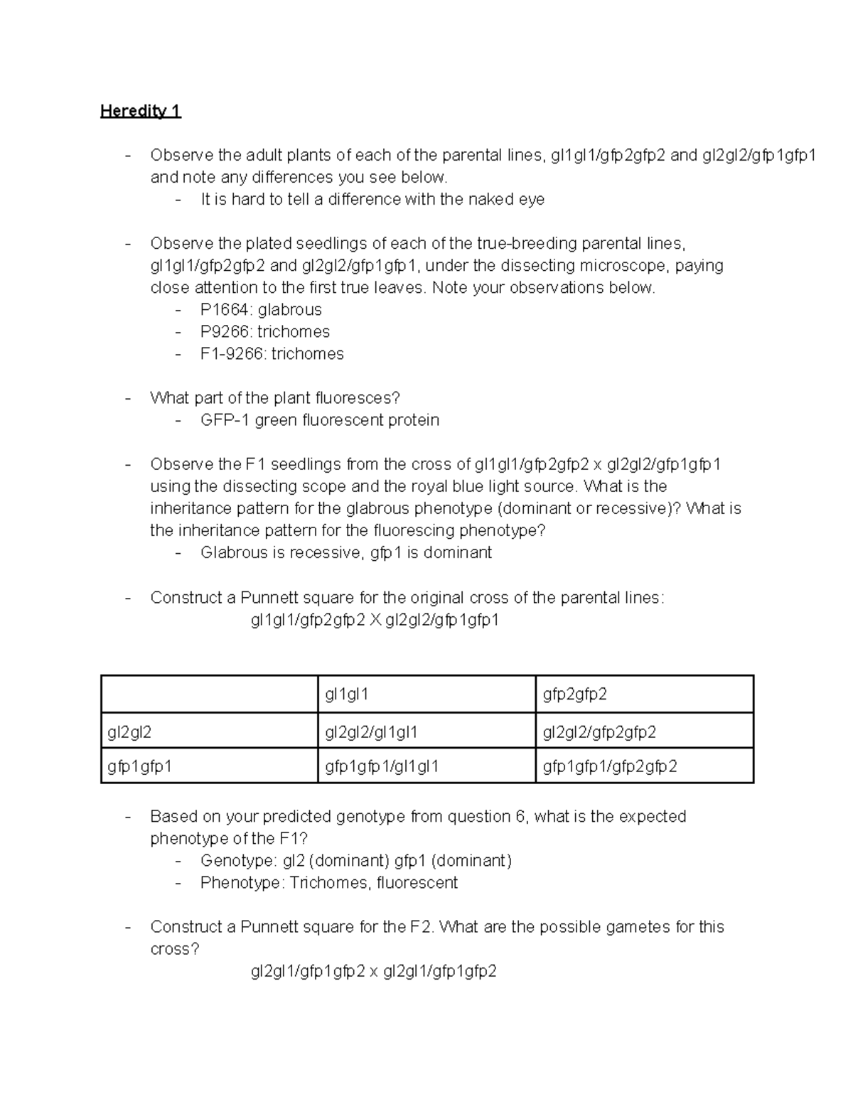 Bio Lab 10 Heredity - lab 10 - Heredity 1 - Observe the adult plants of ...