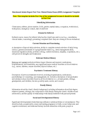 Benchmark Exploring Reliability and Validity Assignment Instructions - COUC 521 BENCHMARK ...