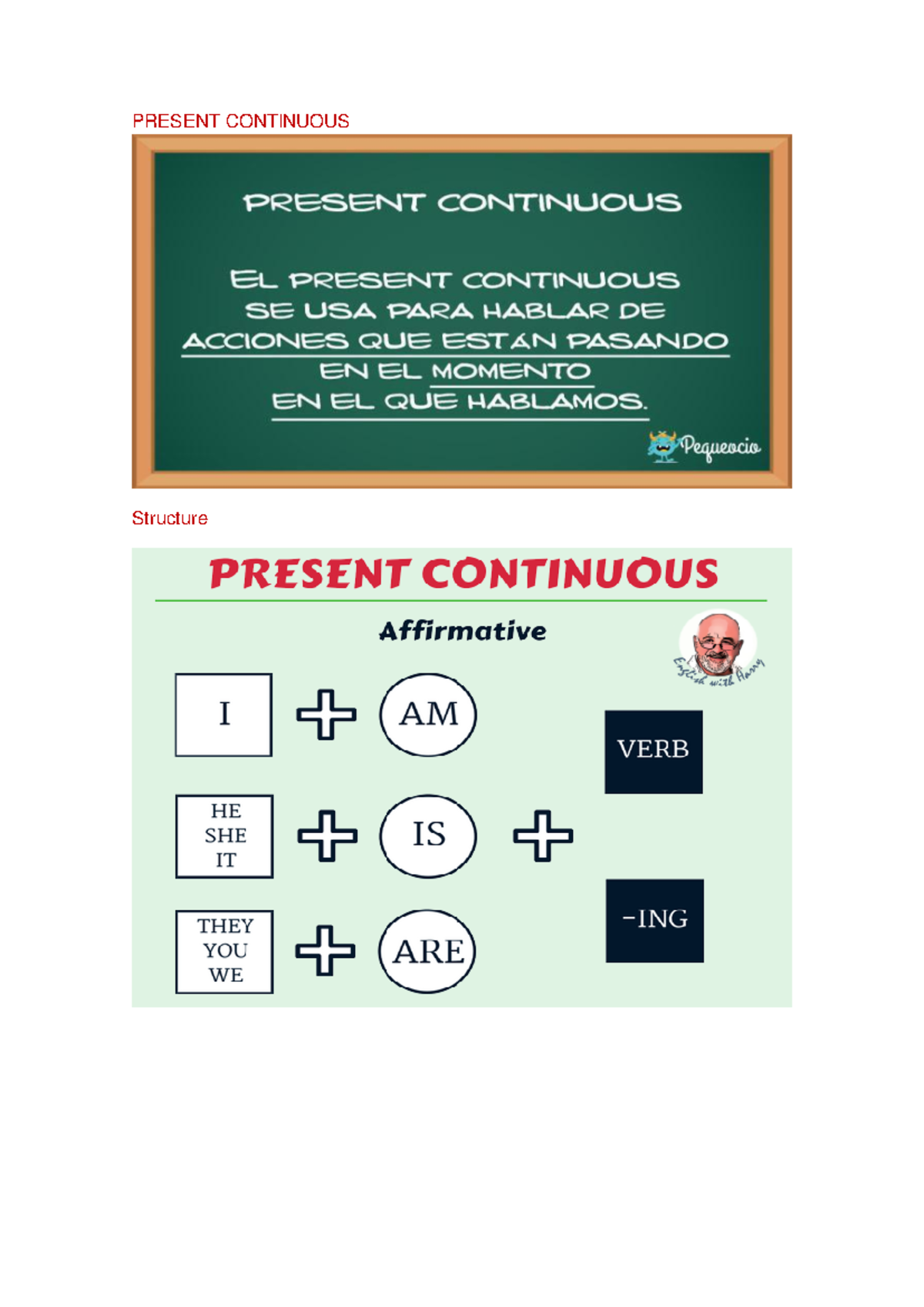 Present Continuous - PRESENT CONTINUOUS Structure Exercise 1. Read and ...