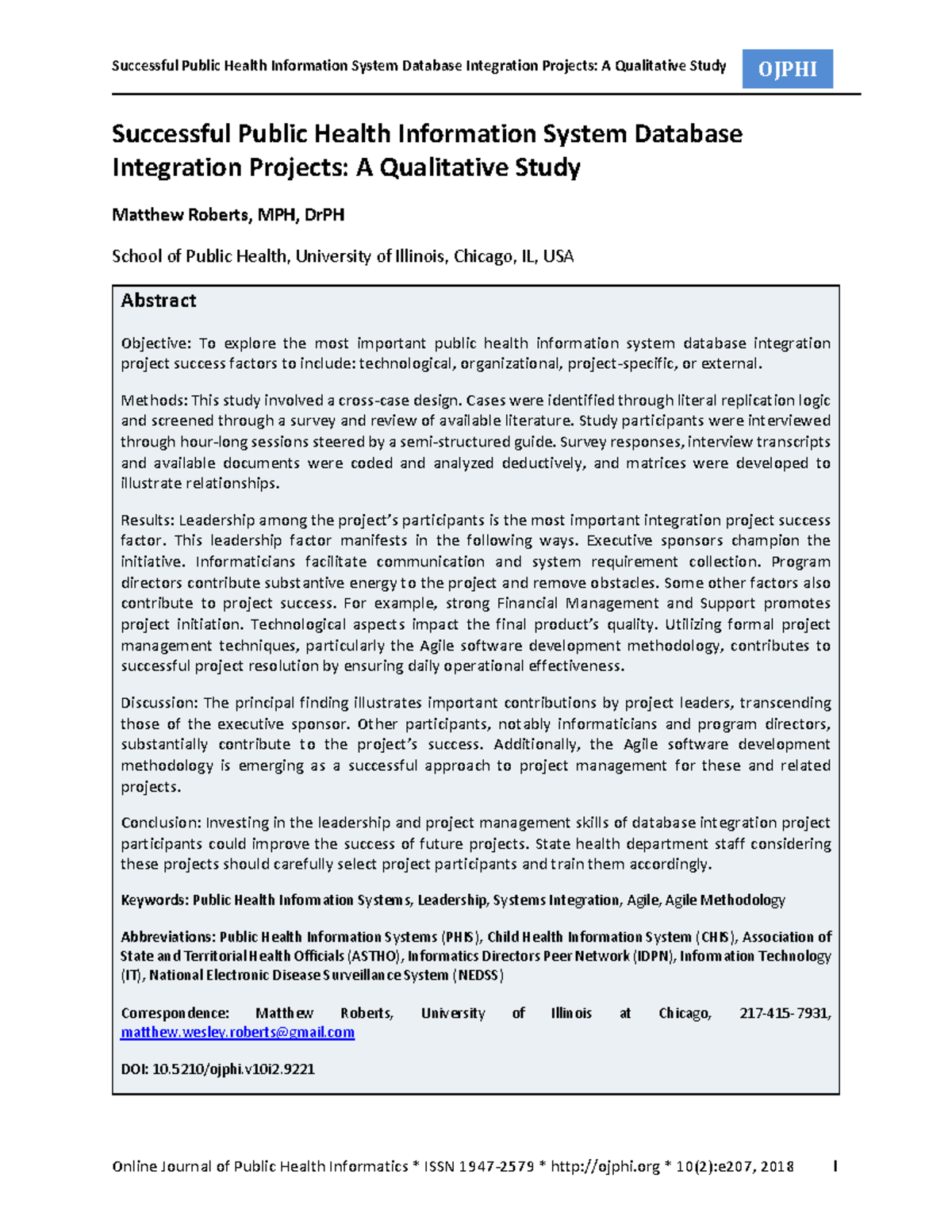 10 Public Health Information System Database Integartion - OJPHI ...