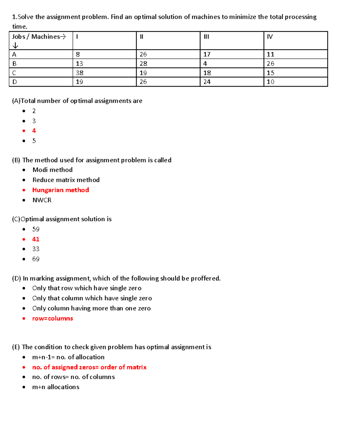 MST-2 (MATH) - Mst solution - 1 the assignment problem. Find an optimal ...