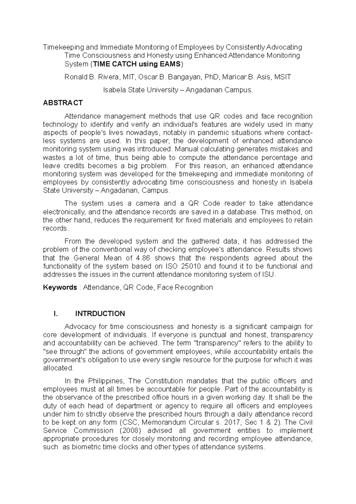 TIME Catch pertanika - Timekeeping and Immediate Monitoring of ...