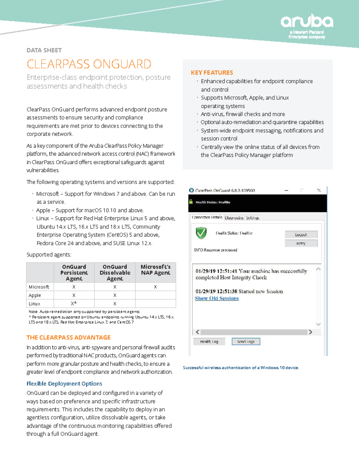 DS Clear Pass On Guard - Networking - DATA SHEET ClearPass OnGuard ...