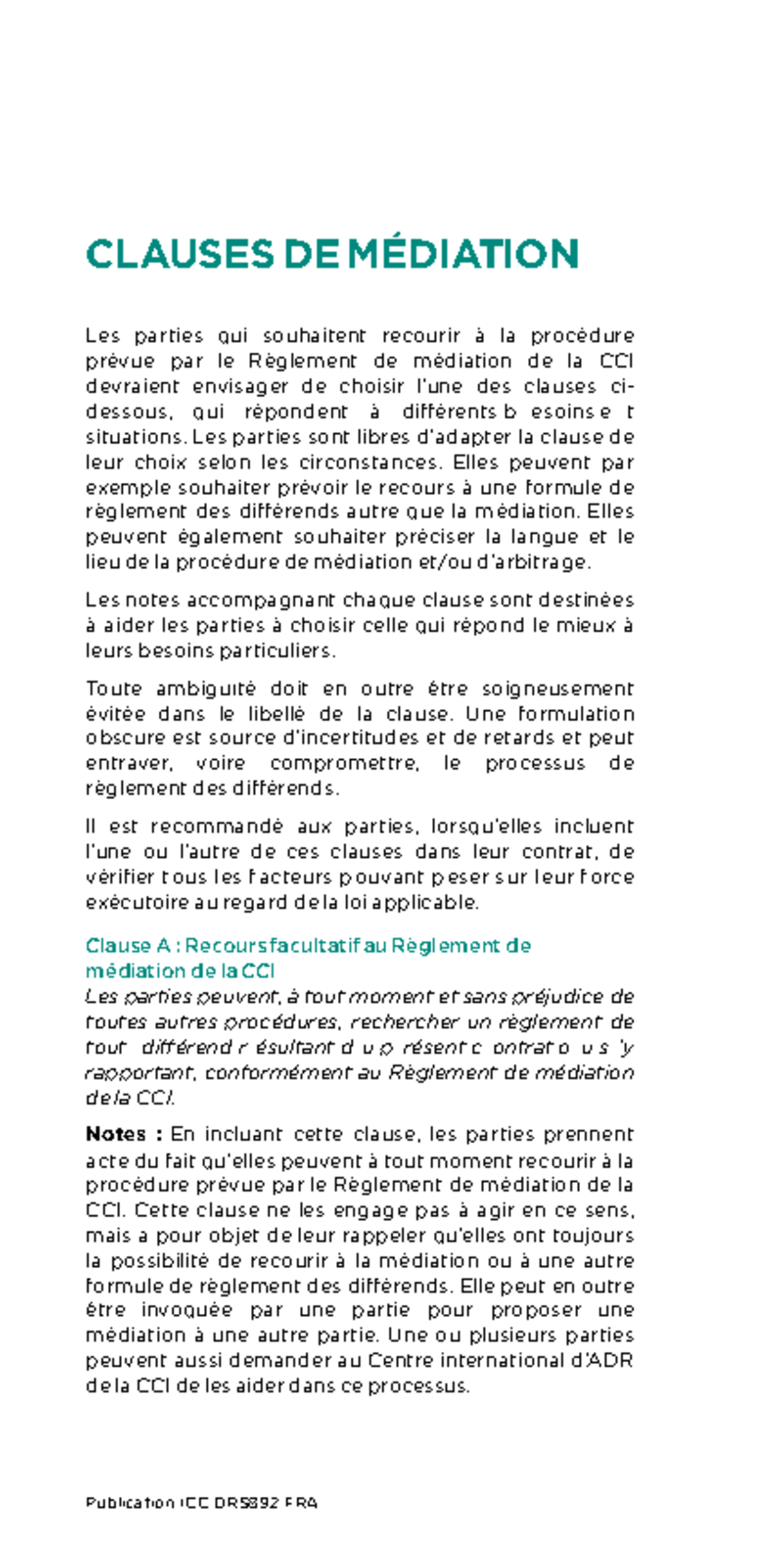 ICC - Clauses de médiation - CLAUSES DE MÉDIATION Les parties qui ...