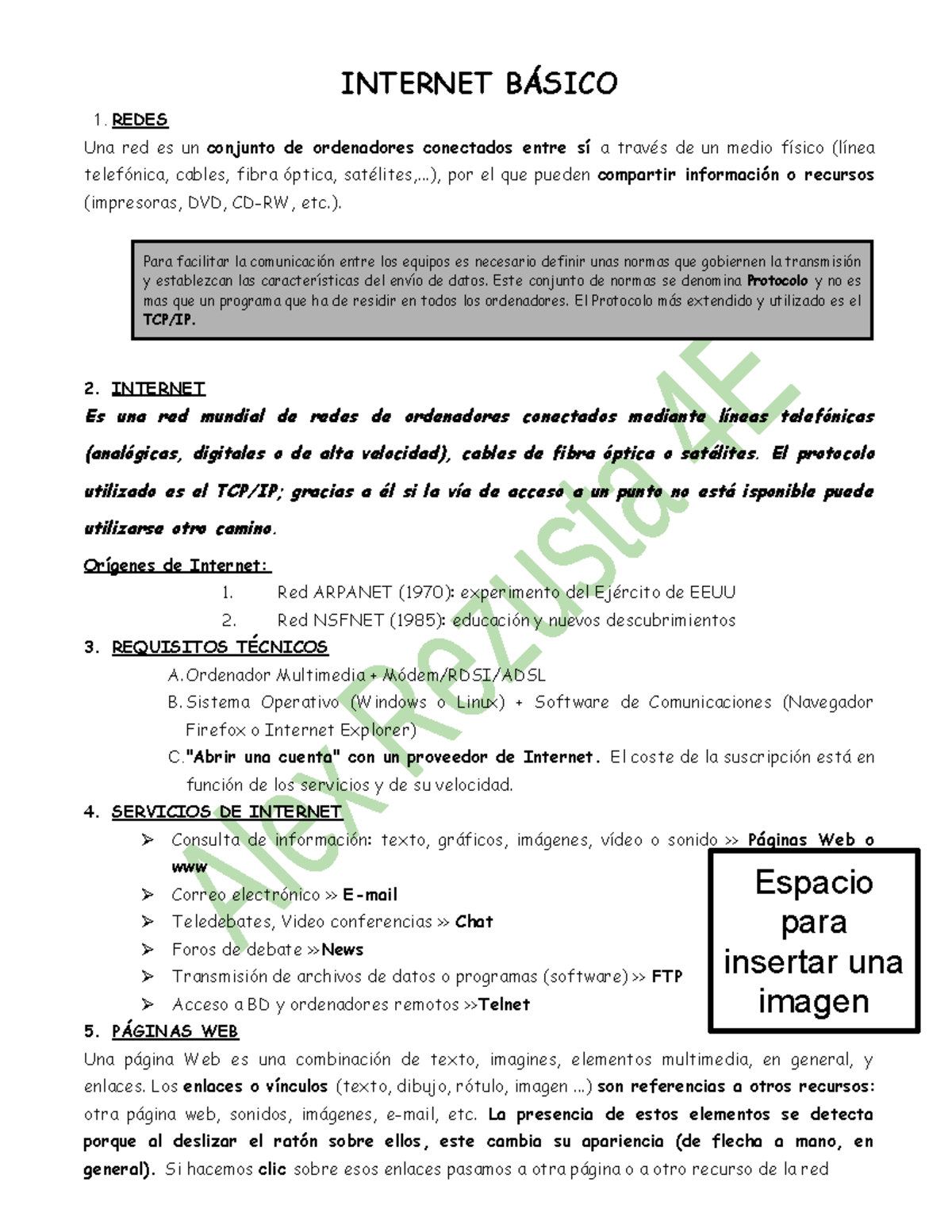 5.4. Rezusta-Internet básico - INTERNET BÁSICO 1. REDES Una red es un conjunto de ordenadores ...