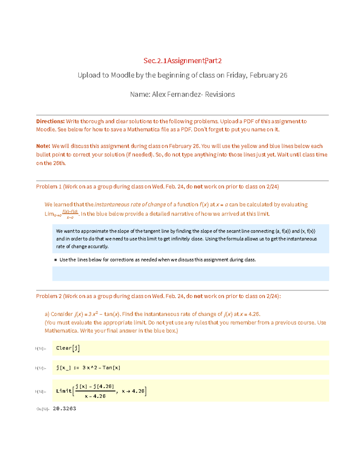 2.1 revisions - Homework - Sec. 2 Assignment,Part 2 Upload to Moodle by ...