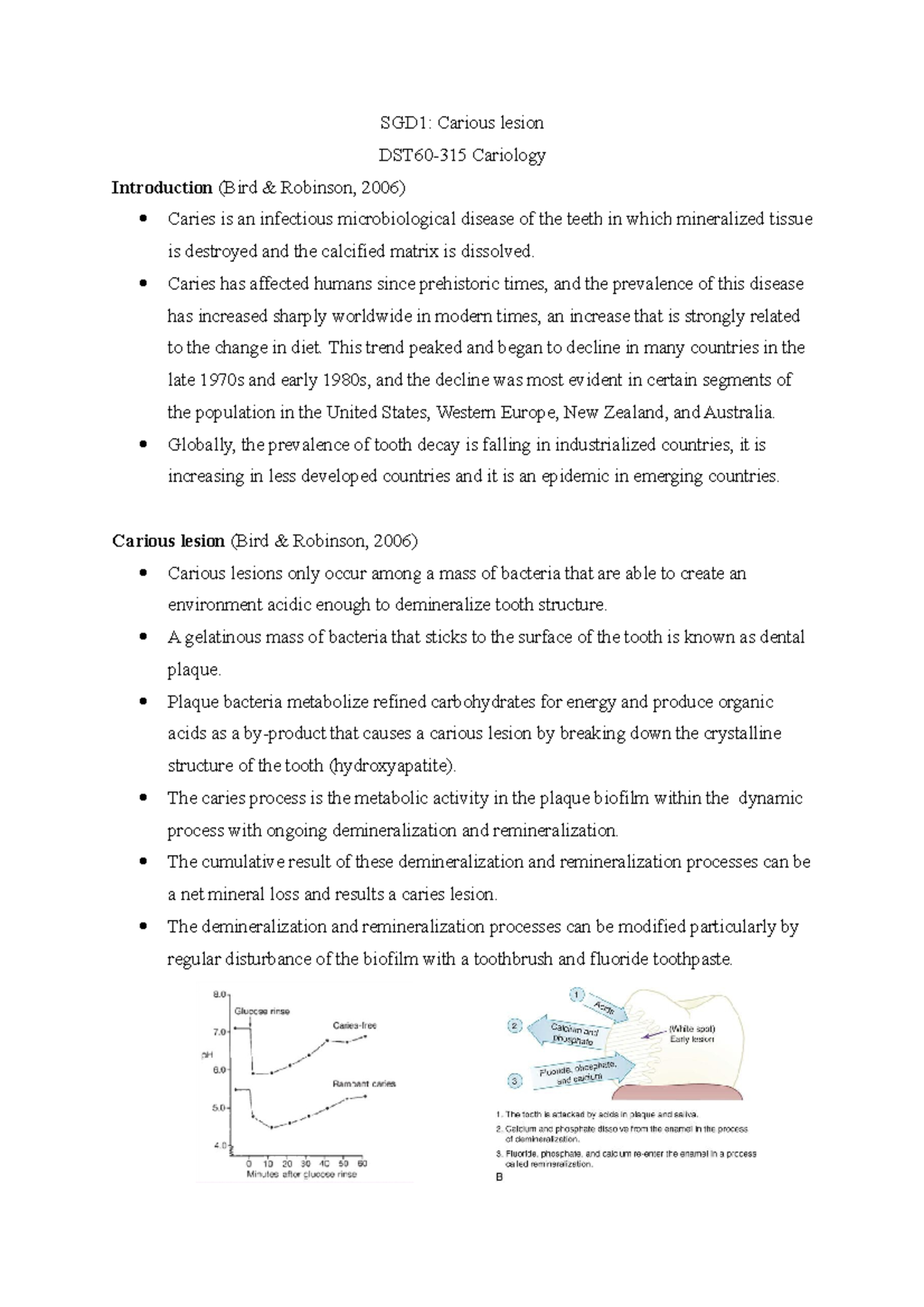 SGD1; carious lesion - Lecture notes 2 - SGD1: Carious lesion DST60-315 ...