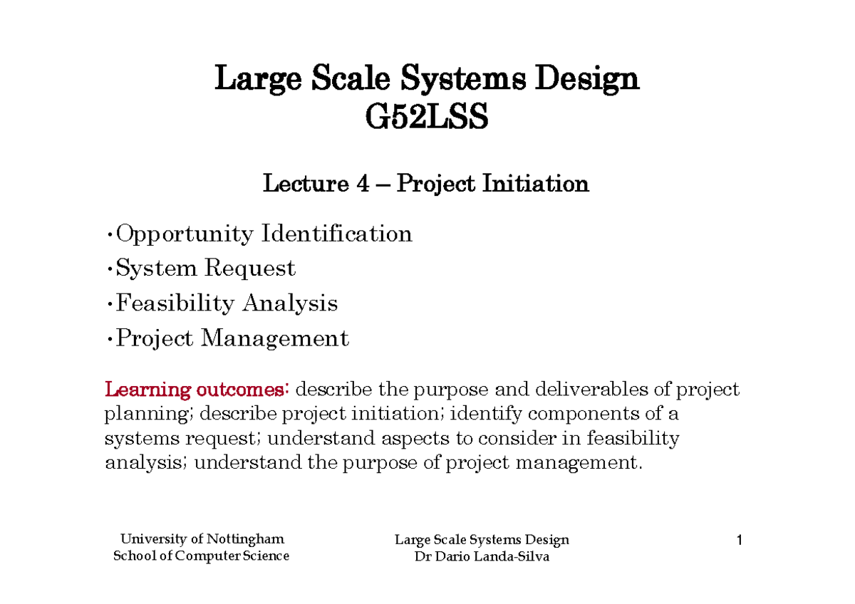 G52LSSLecture 4 - lecture notes - Large Scale Systems Design University ...