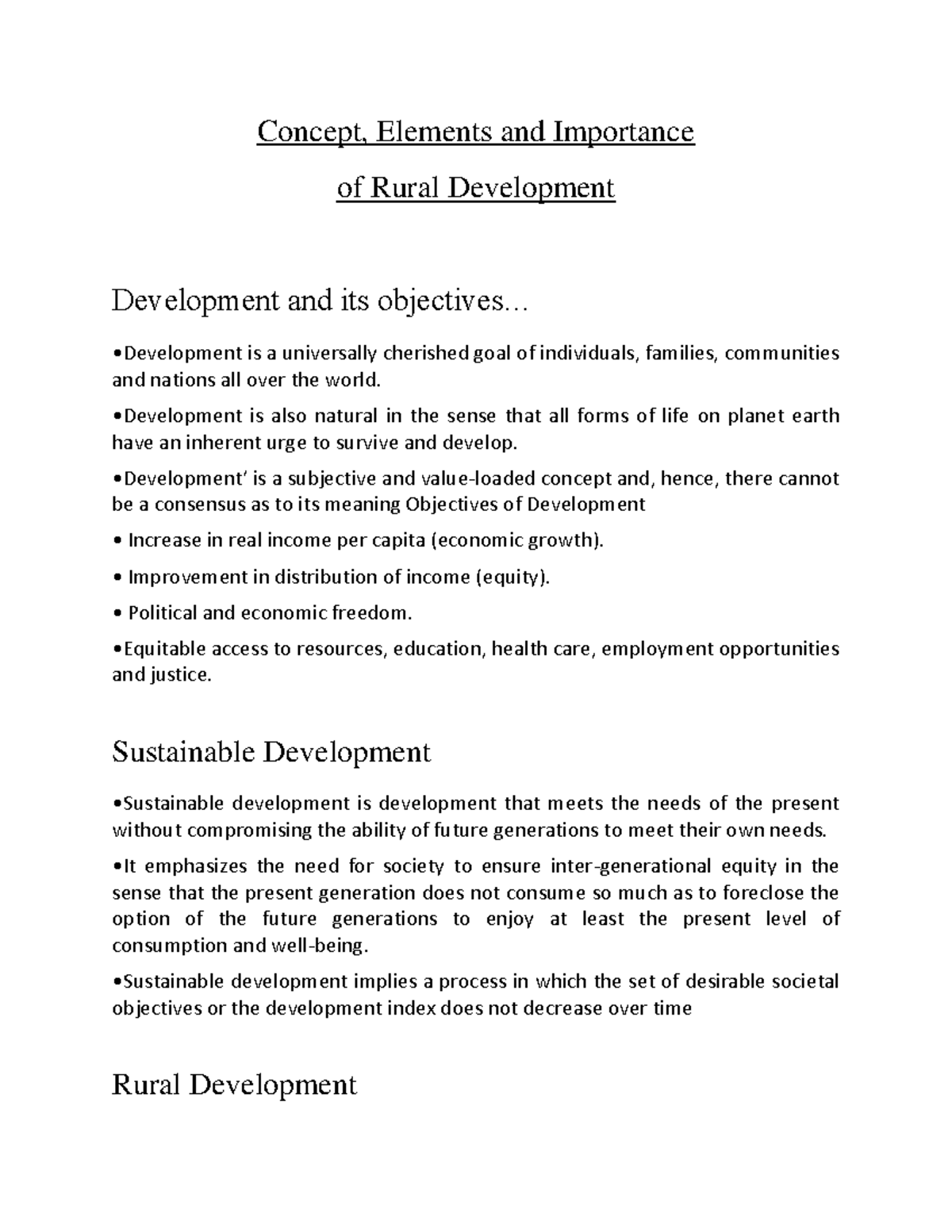 Concept, Elements and Importance - .. Development is a universally ...