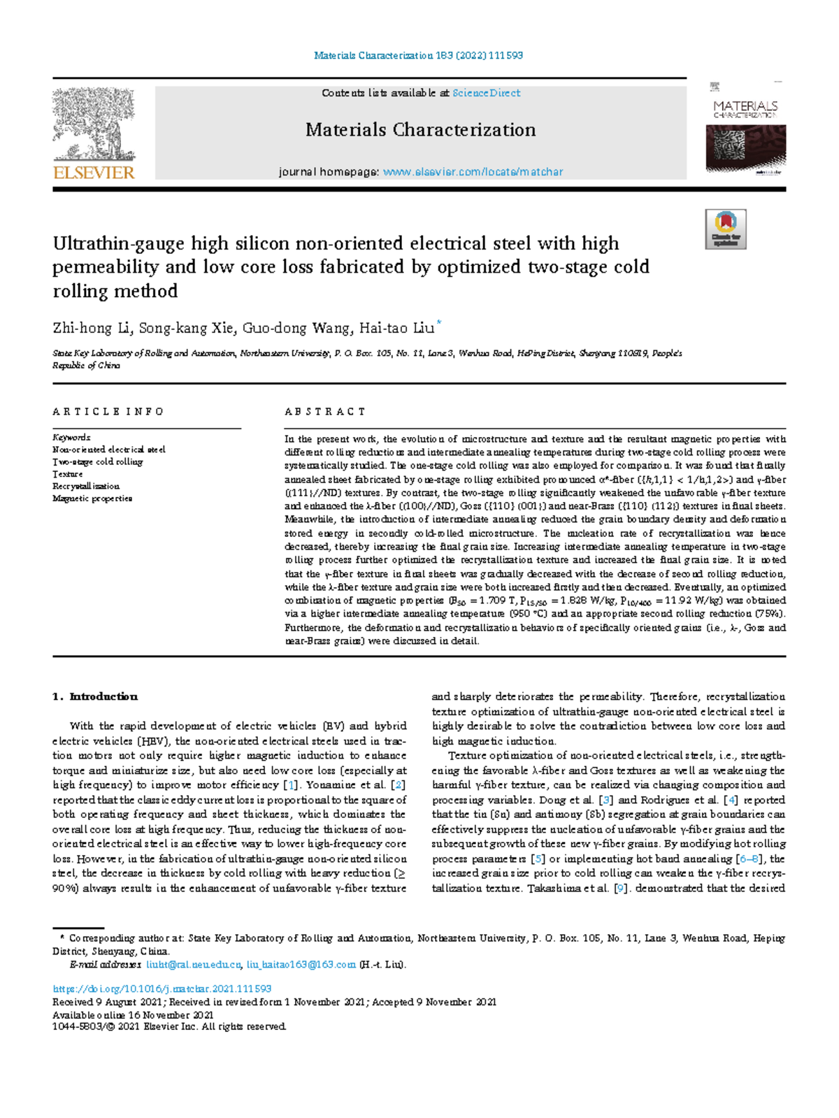 2 Ultrathin-gauge high silicon non-oriented electrical steel with high ...