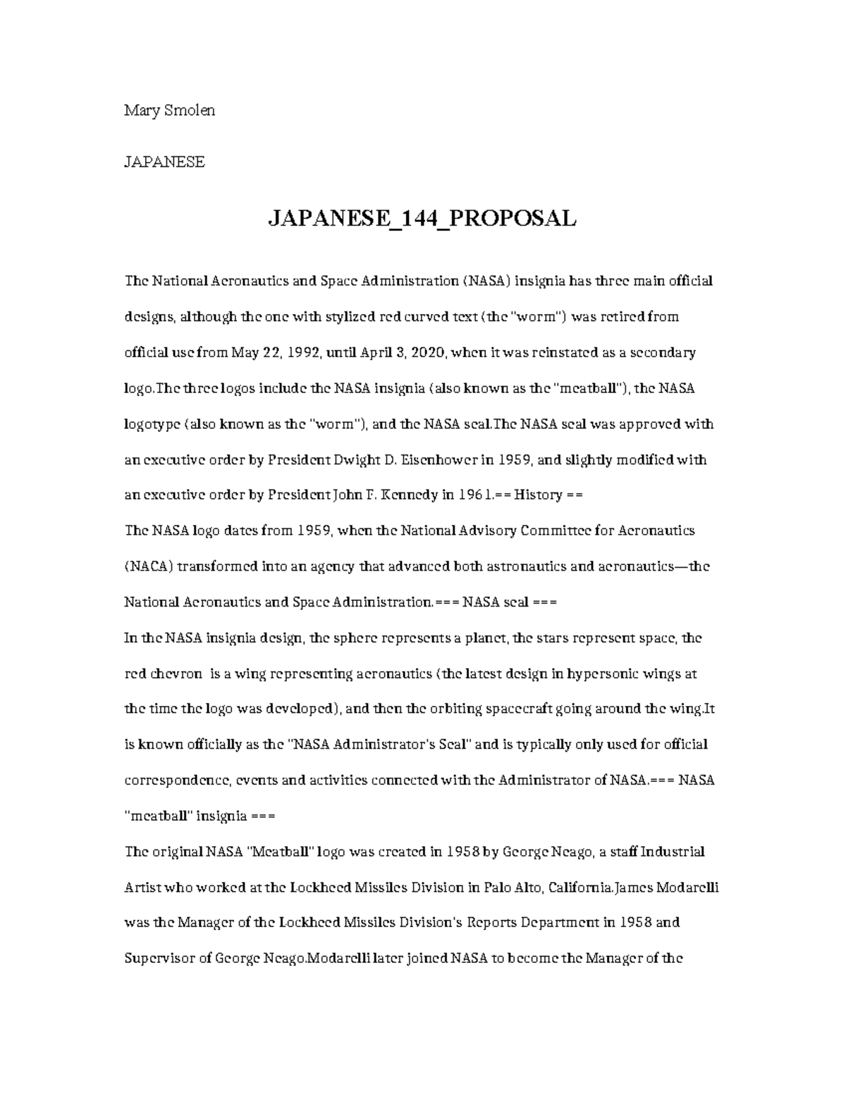 Japanese 144 Proposal - Japan social speech - Mary Smolen JAPANESE ...