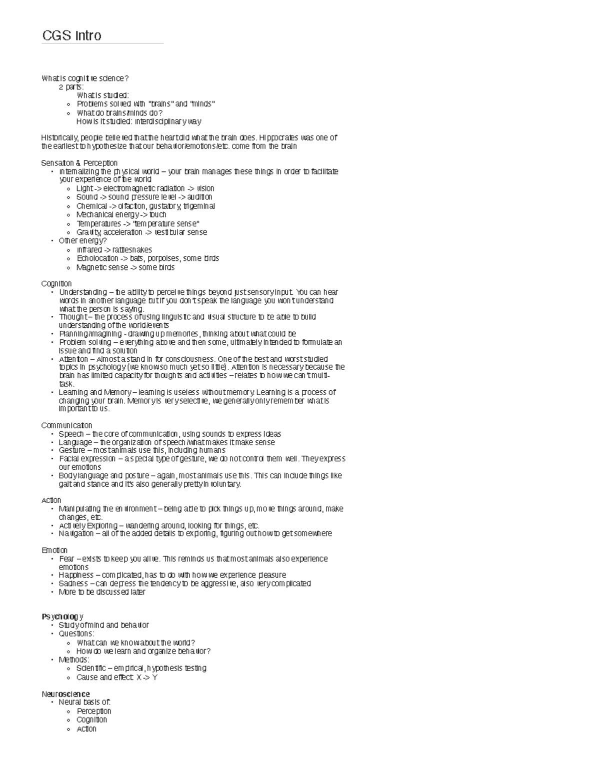 CGS Intro Notes - CGS Intro Tuesday, August 24, 2021 10:26 AM What is ...