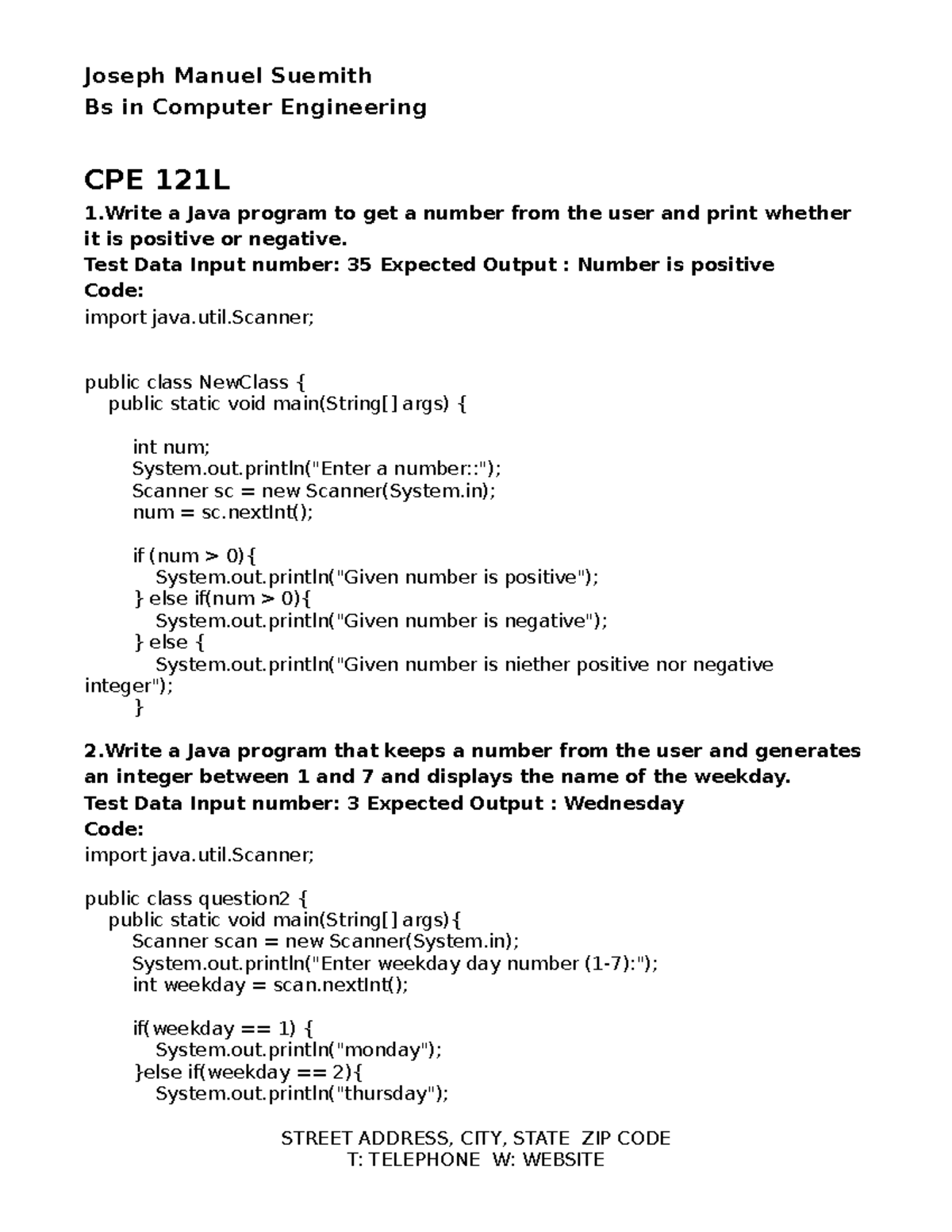 Joseph manuel suemith CPE121l - Joseph Manuel Suemith Bs in Computer ...
