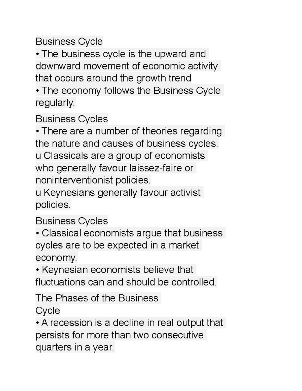 Economic Development Business Cycle - Business Cycle The business cycle ...