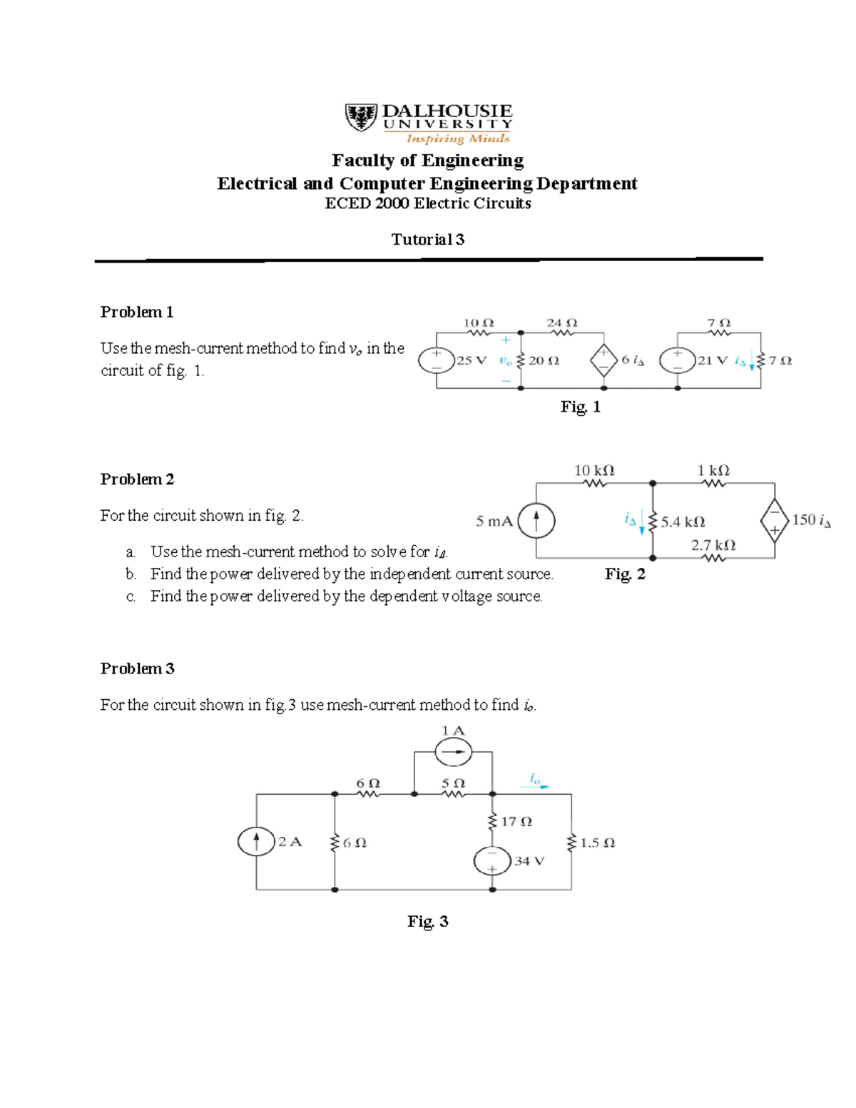 Tutorial 3 - Faculty of Engineering Electrical and Computer Engineering Department ECED 2000 ...