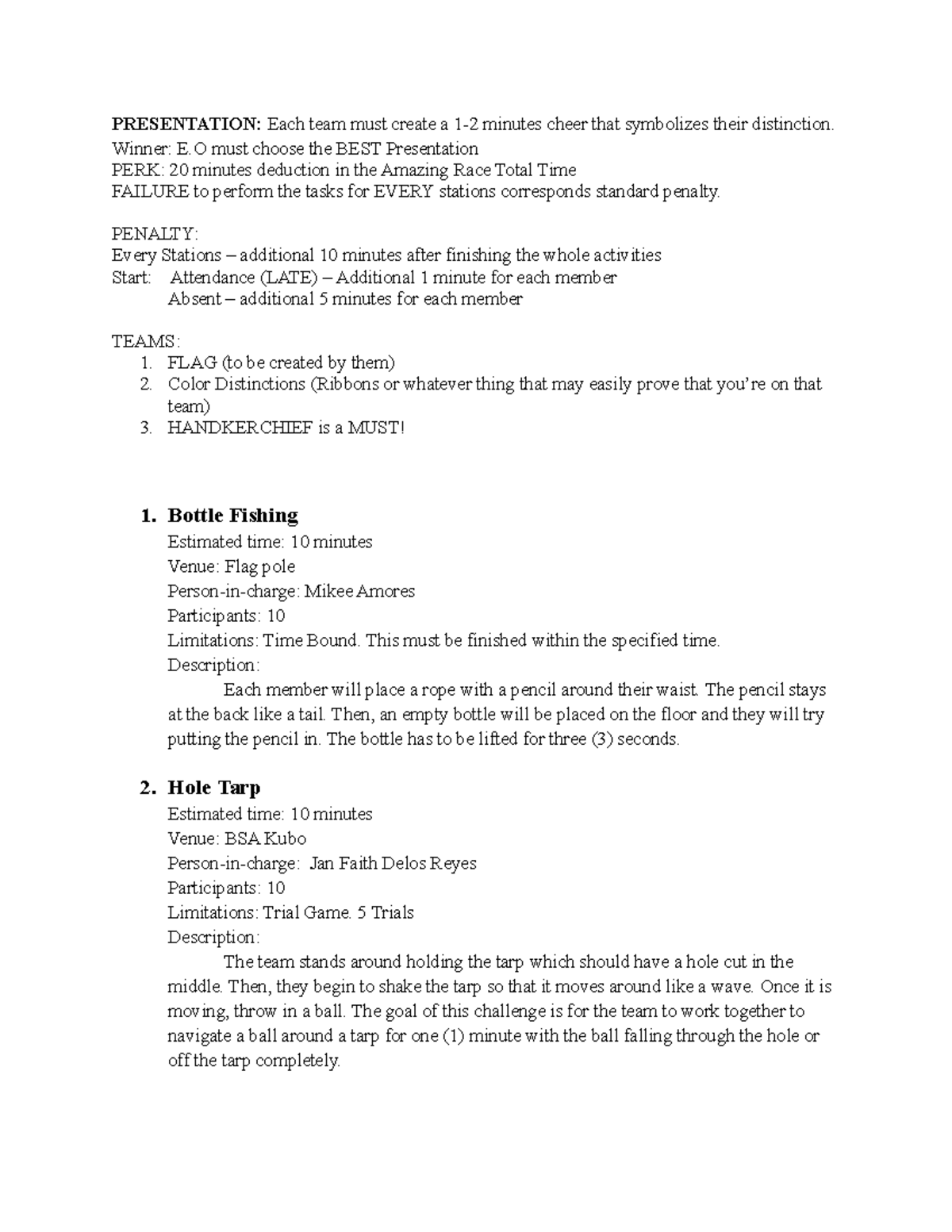 Exam 2 March 2018, answers - PRESENTATION: Each team must create a 1-2 ...