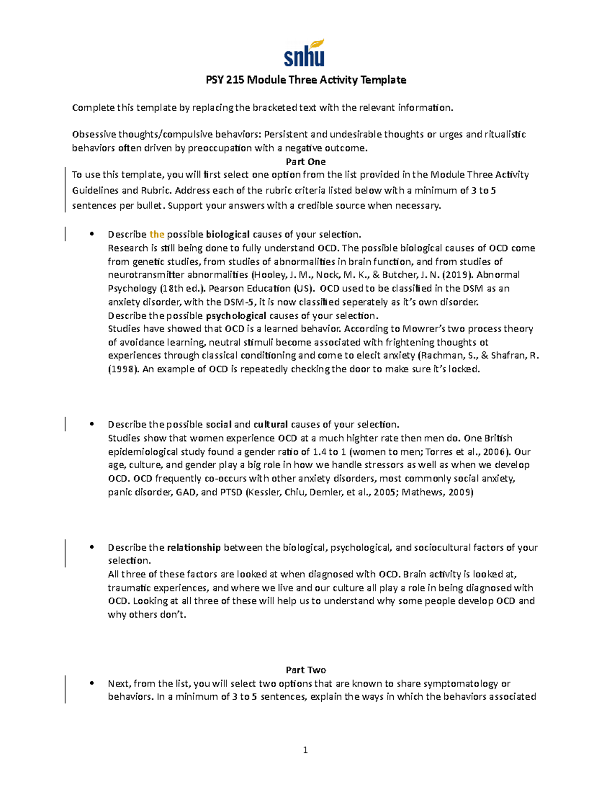 PSY 215 Module Three Activity Template - PSY 215 Module Three Activity ...