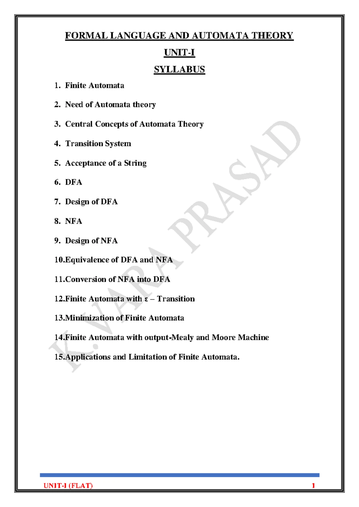 FLAT (UNIT-IV) - Hshshs - FORMAL LANGUAGE AND AUTOMATA THEORY UNIT-IV ...