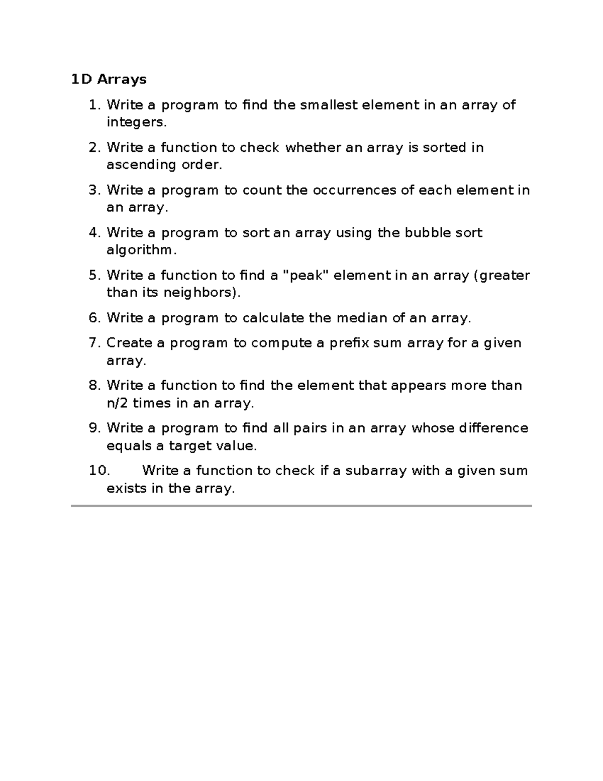 All Java Problems - Some java problem for practice - 1D Arrays 1. Write ...