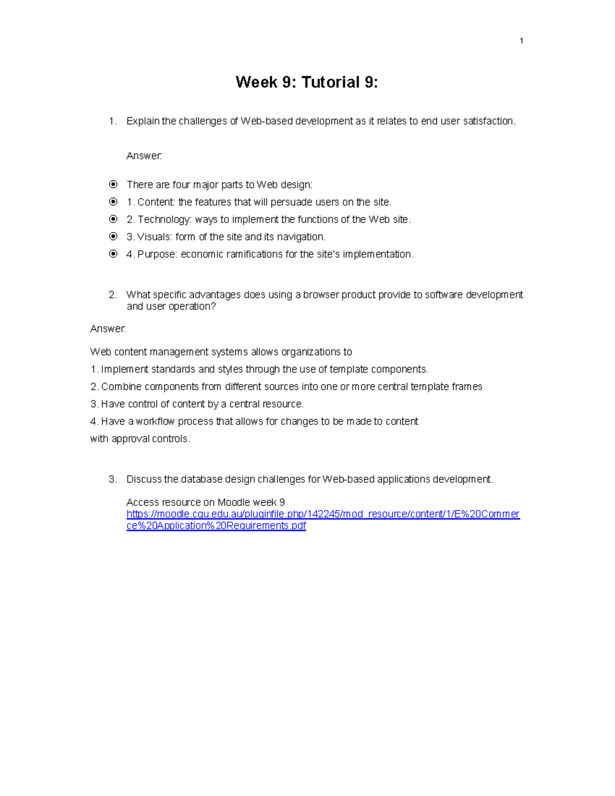 Tutorial 9 suggested solution - Week 9: Tutorial 9: Explain the ...